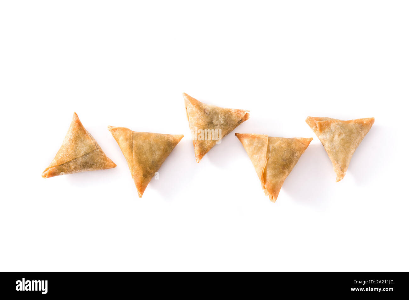 Samsa or samosas with meat and vegetables isolated on white background ...
