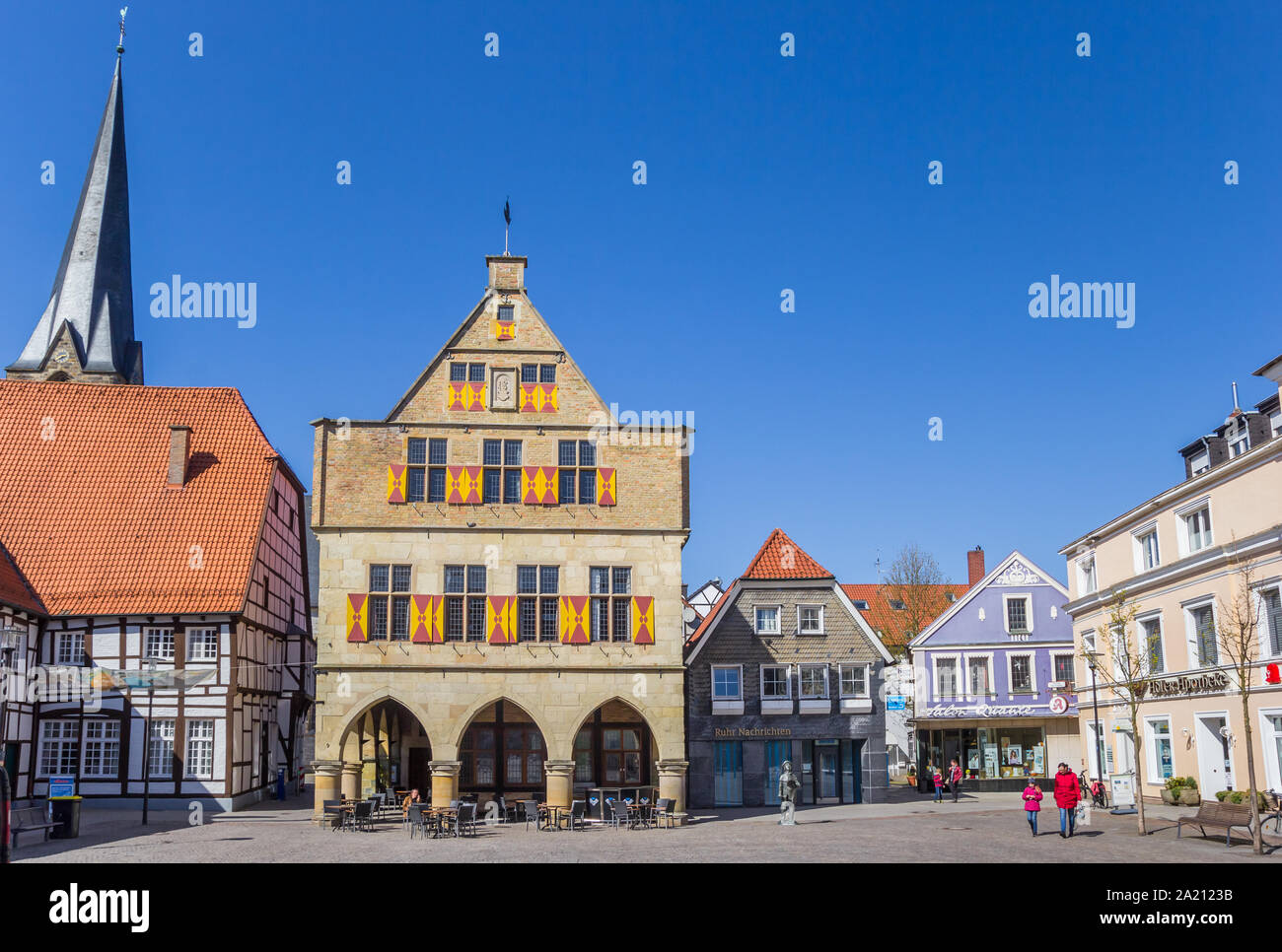 Town hall and church tower in Werne, Germany Stock Photo - Alamy