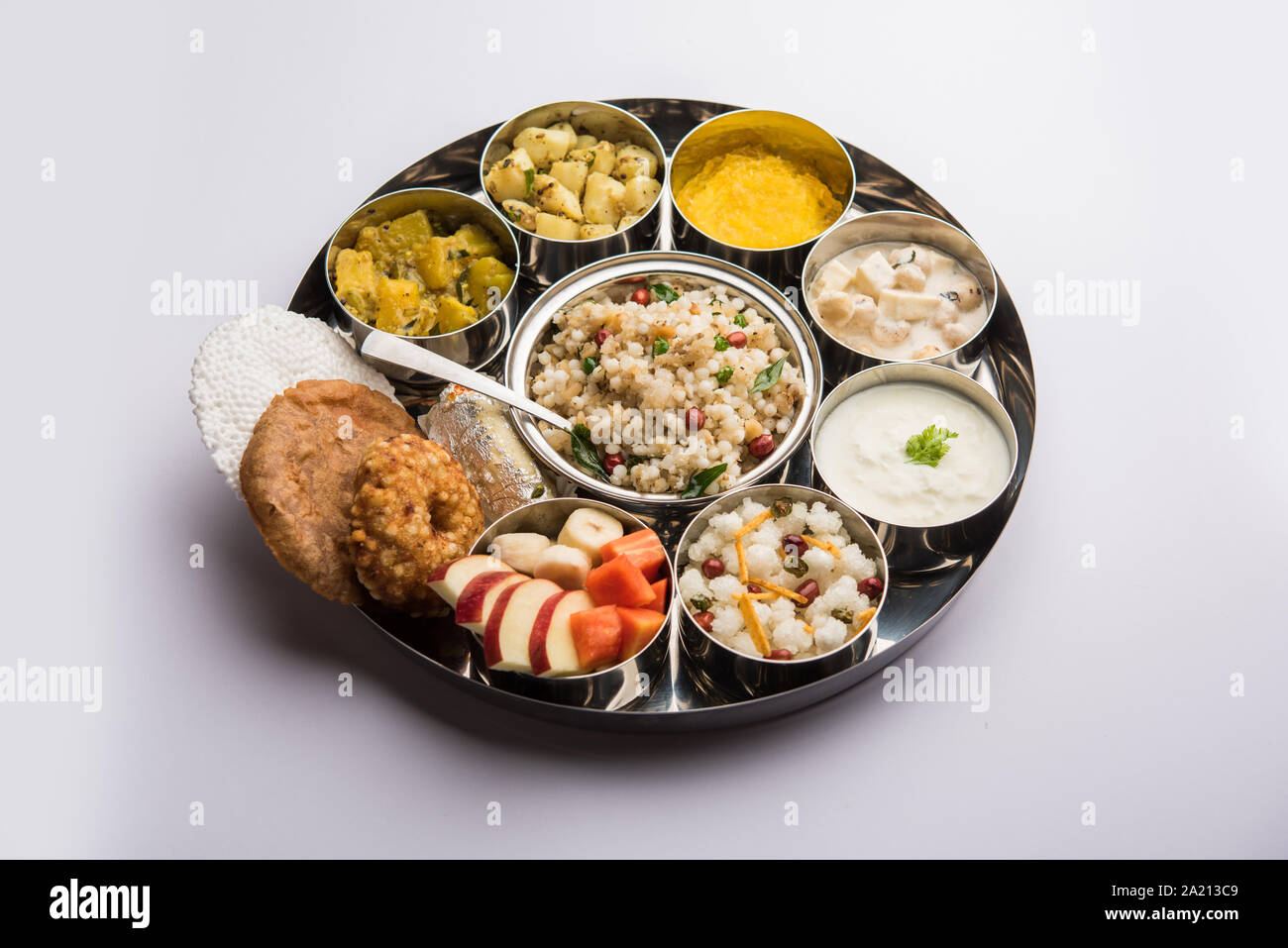 Navratri Upwas Thali / Fasting food platter, selective focus Stock ...