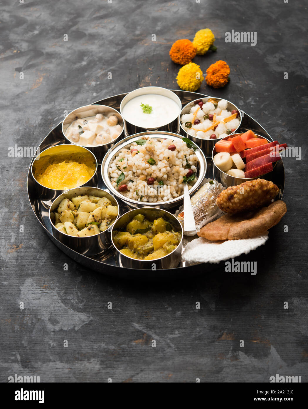Navratri Upwas Thali / Fasting food platter, selective focus Stock ...