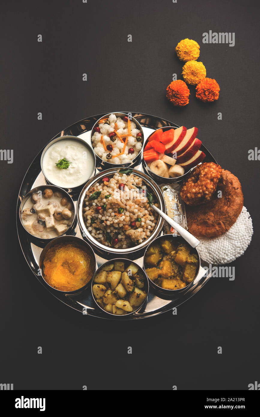 Navratri Upwas Thali / Fasting food platter, selective focus Stock ...