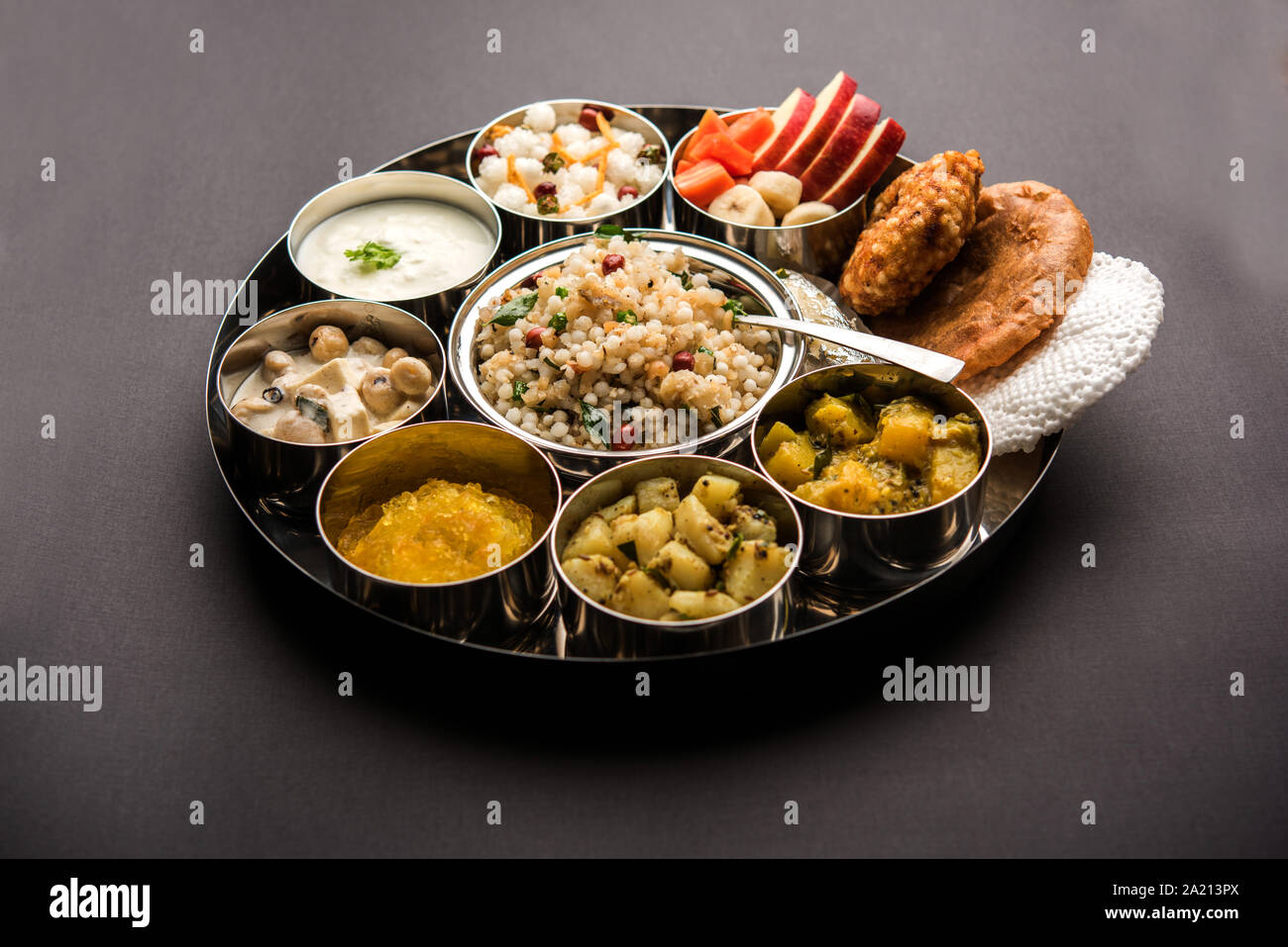 Navratri Upwas Thali / Fasting food platter, selective focus Stock ...