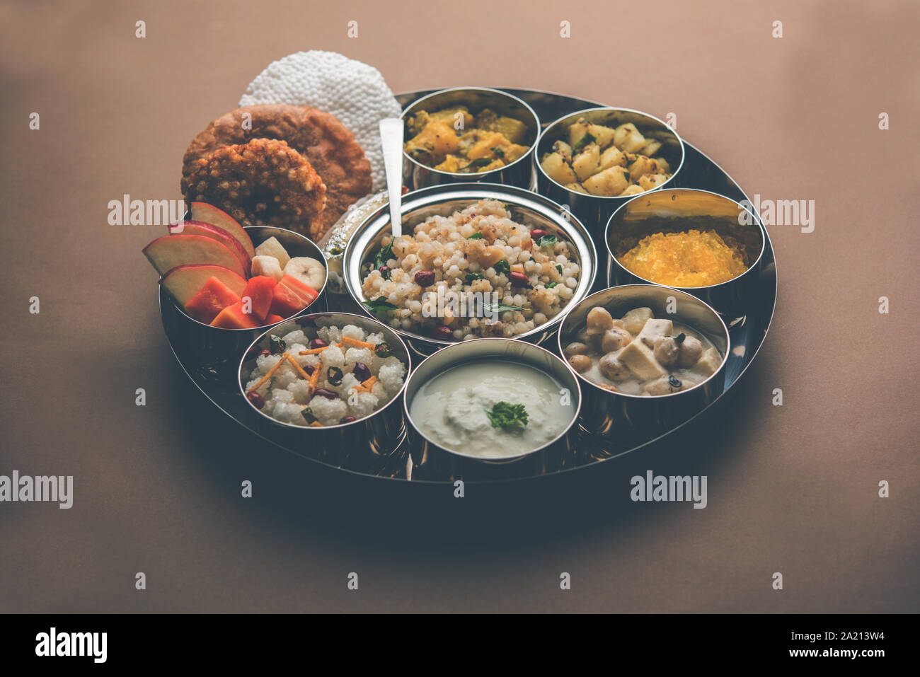 Navratri Upwas Thali / Fasting food platter, selective focus Stock ...