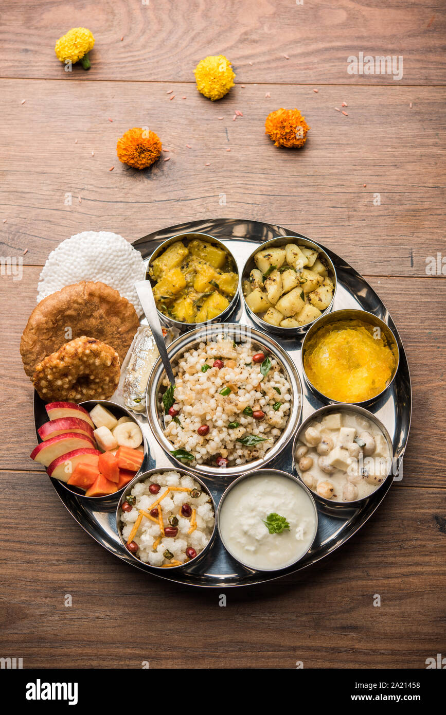 Navratri Upwas Thali / Fasting food platter, selective focus Stock ...