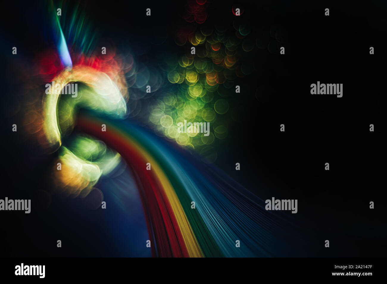 Beautiful abstract rainbow bridge and multi colored space background in ...