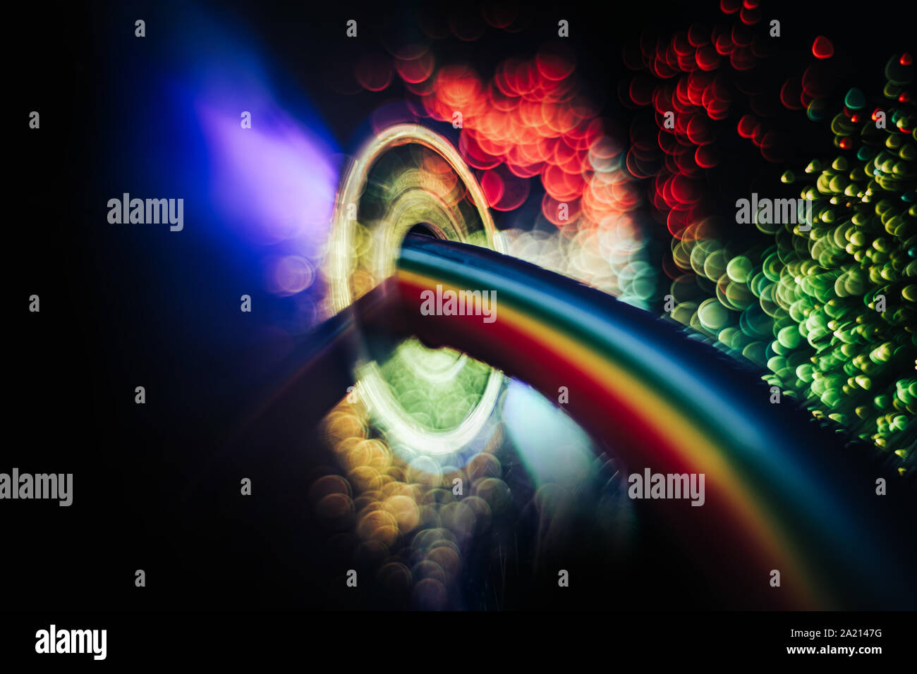 Beautiful abstract rainbow bridge and multi colored space background in ...