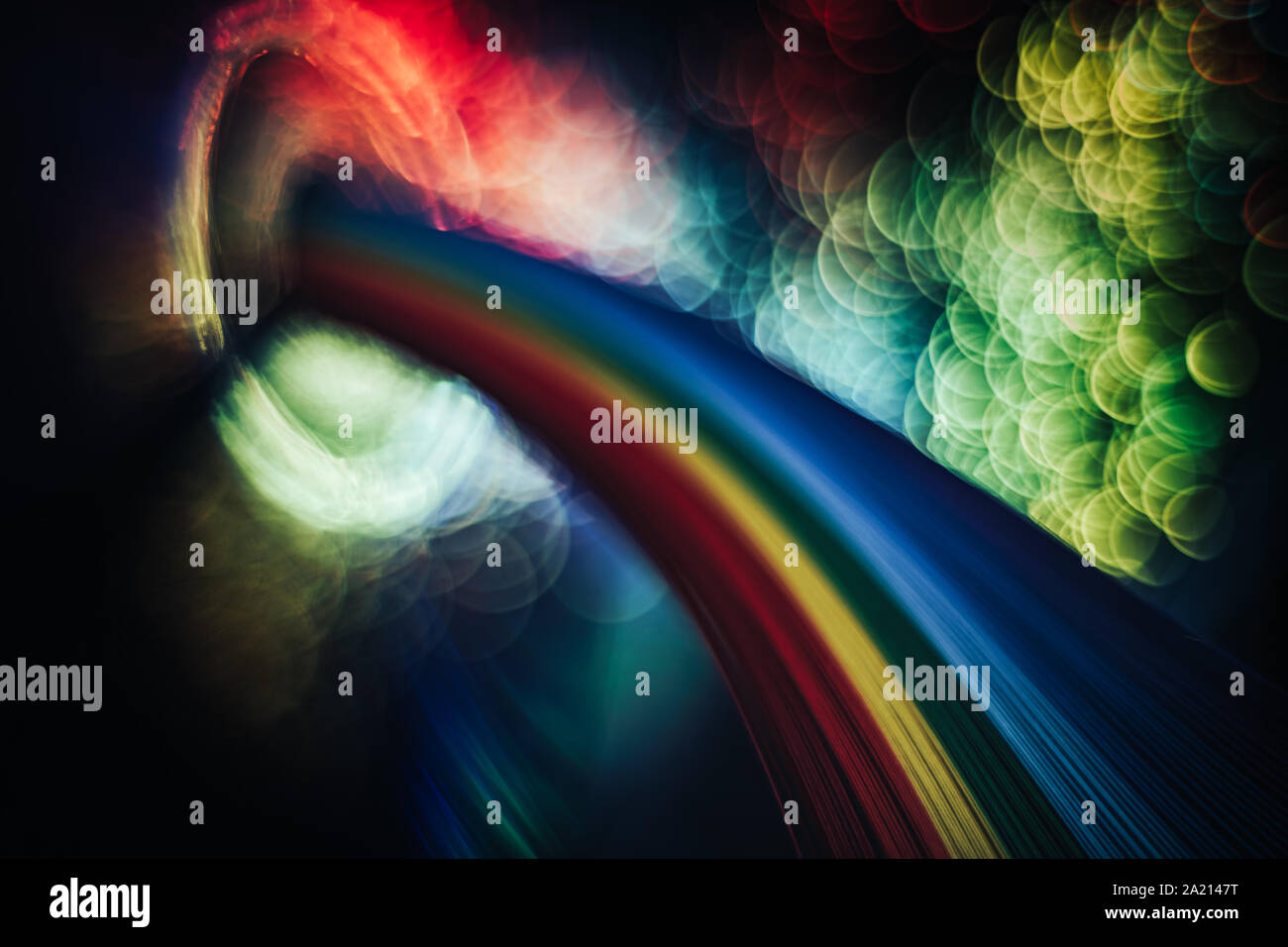 Beautiful abstract rainbow bridge and multi colored space background in ...