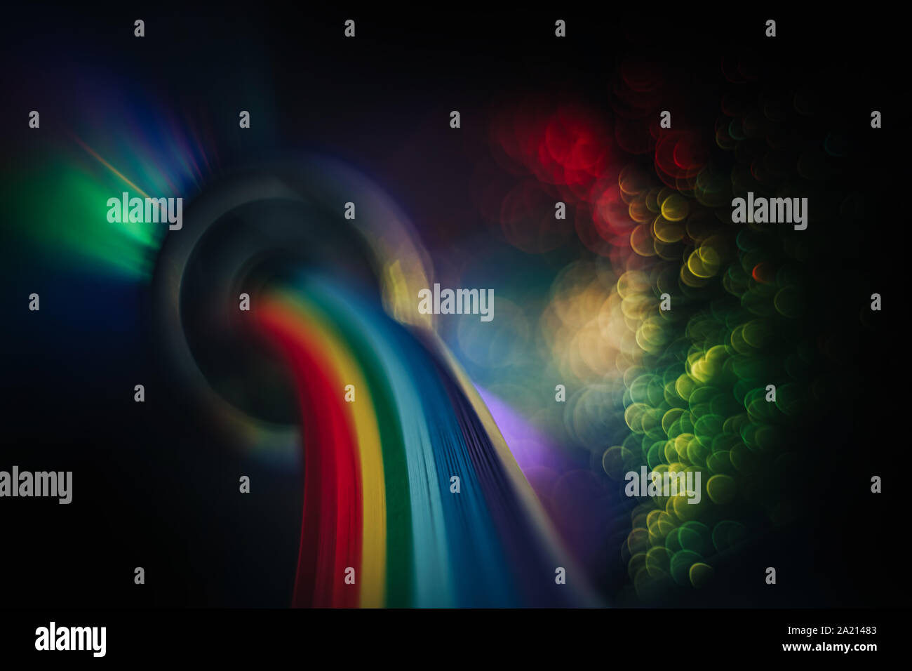 Beautiful abstract rainbow bridge and multi colored space background in ...