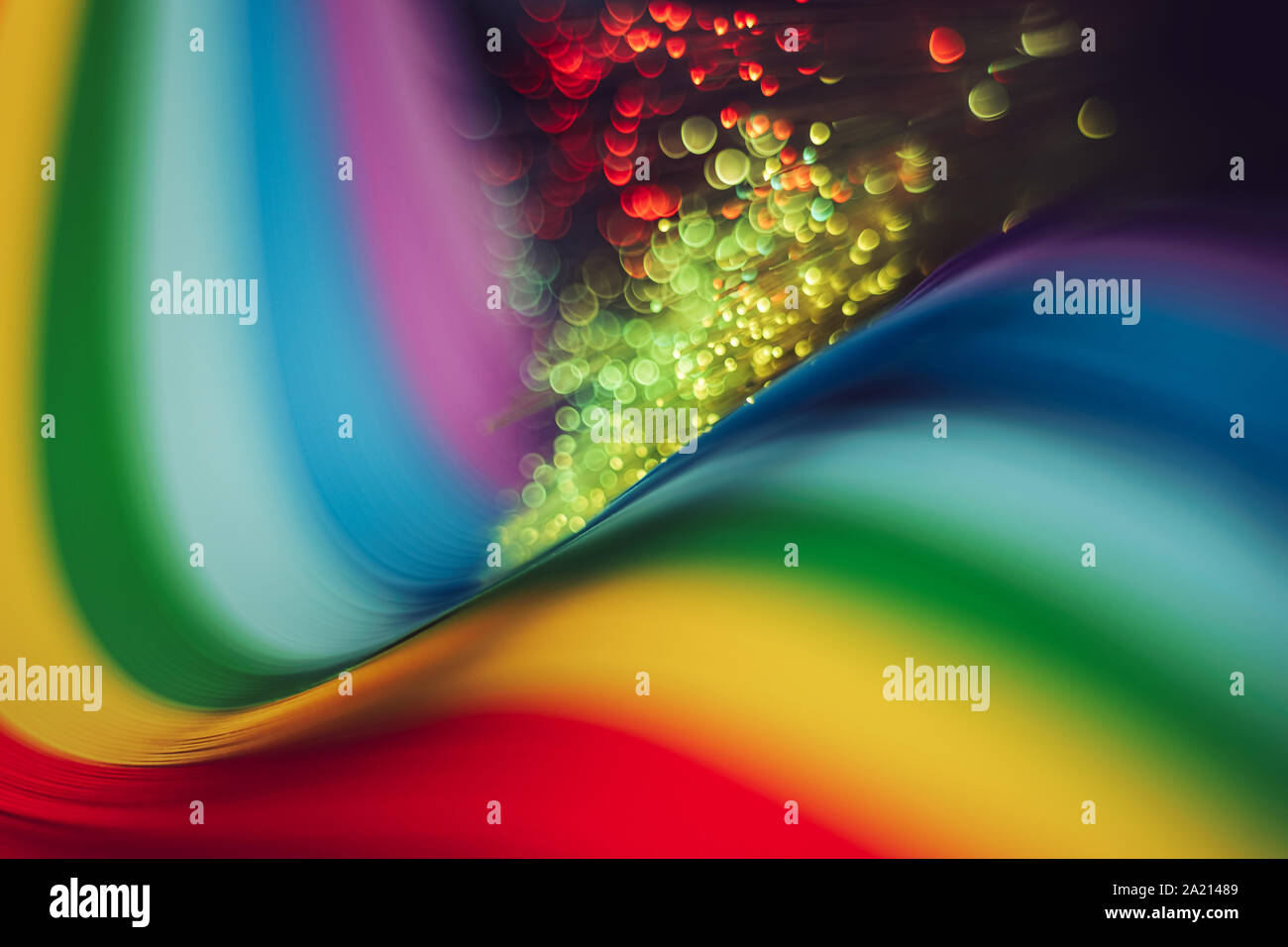 Beautiful abstract rainbow bridge and multi colored space background in ...