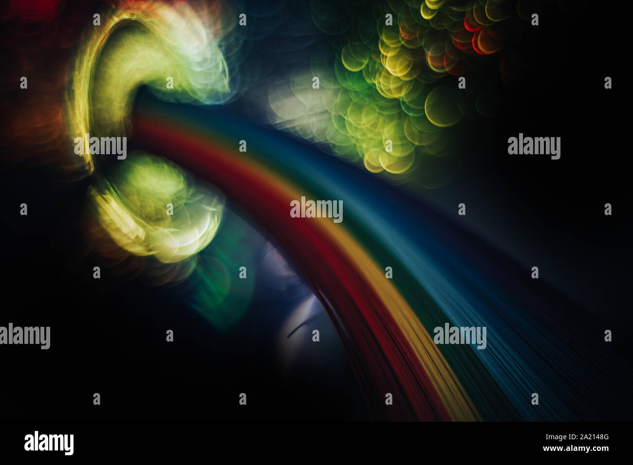 Beautiful abstract rainbow bridge and multi colored space background in ...