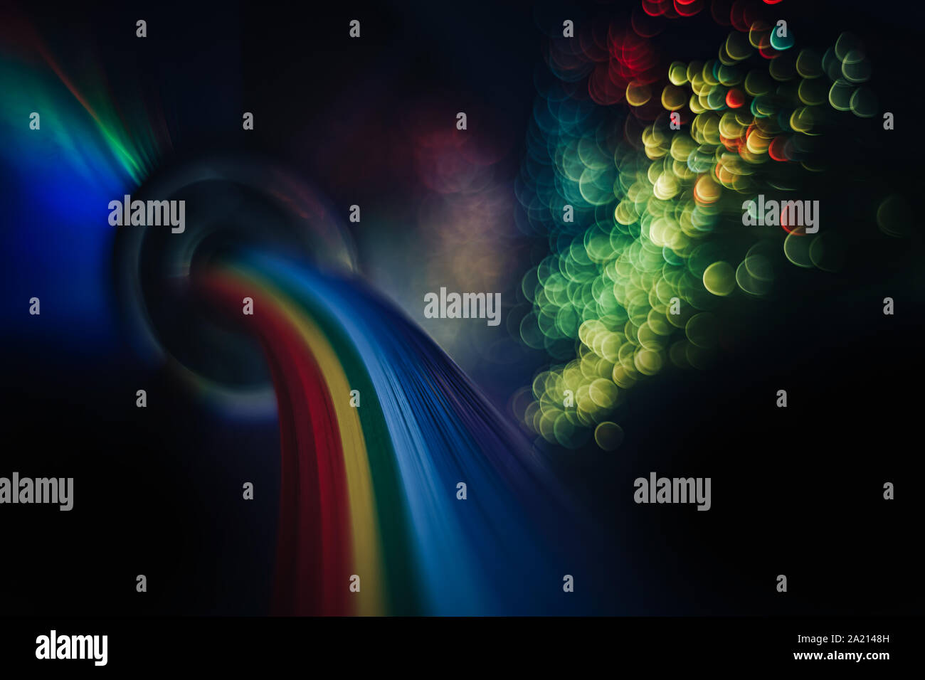 Beautiful abstract rainbow bridge and multi colored space background in ...