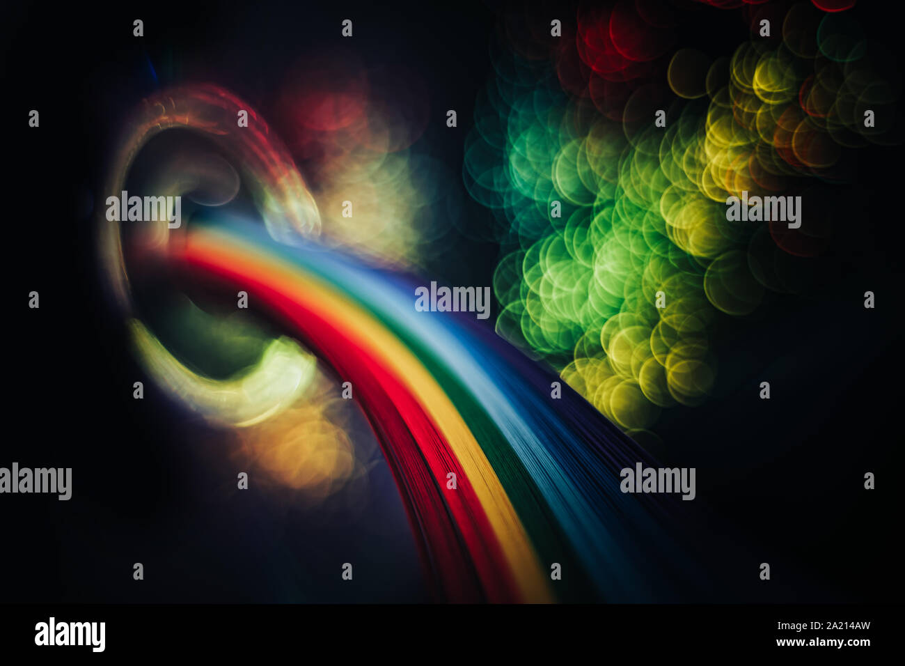 Beautiful abstract rainbow bridge and multi colored space background in ...