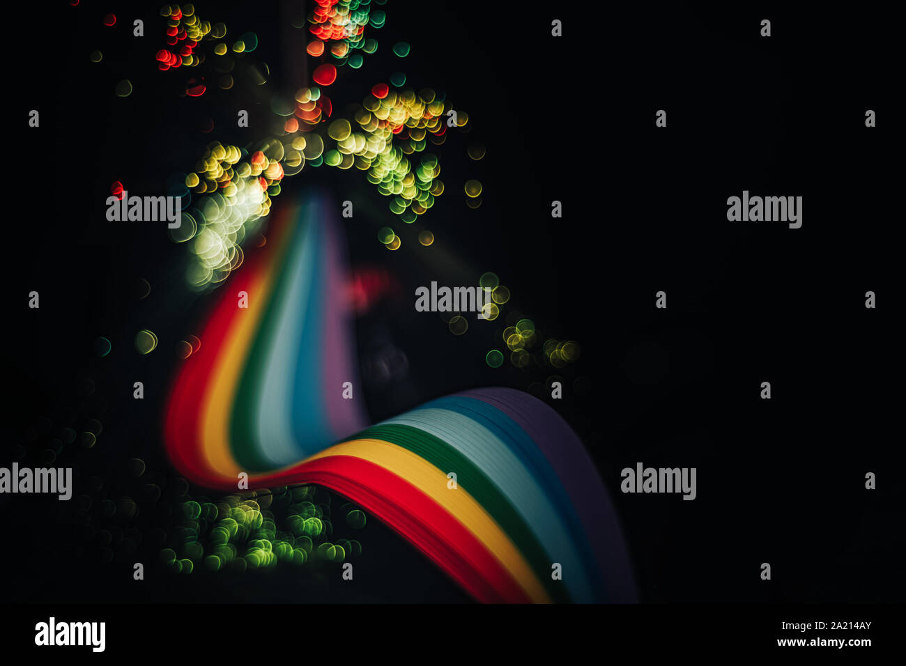 Beautiful abstract rainbow bridge and multi colored space background in ...