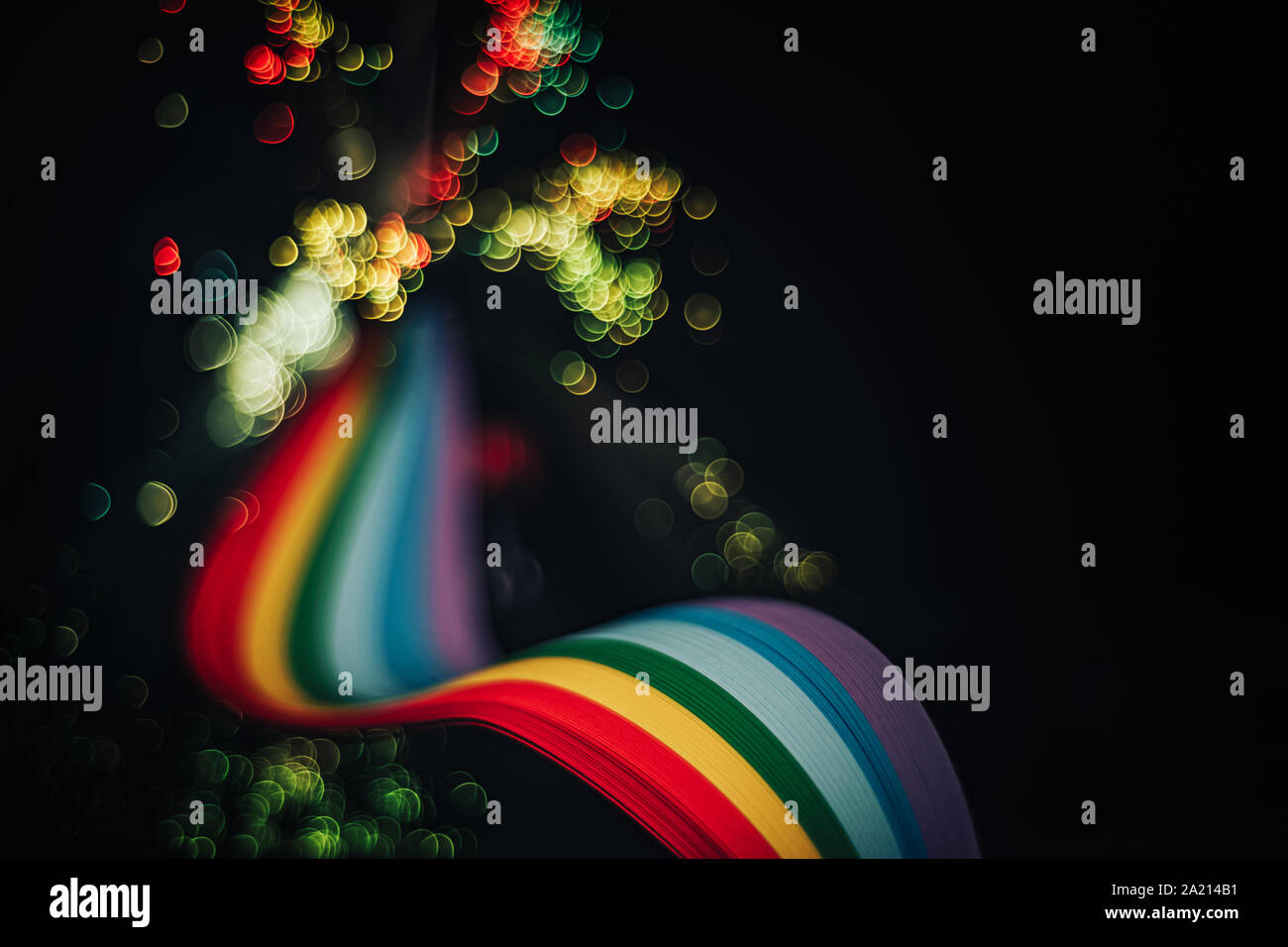 Beautiful abstract rainbow bridge and multi colored space background in ...