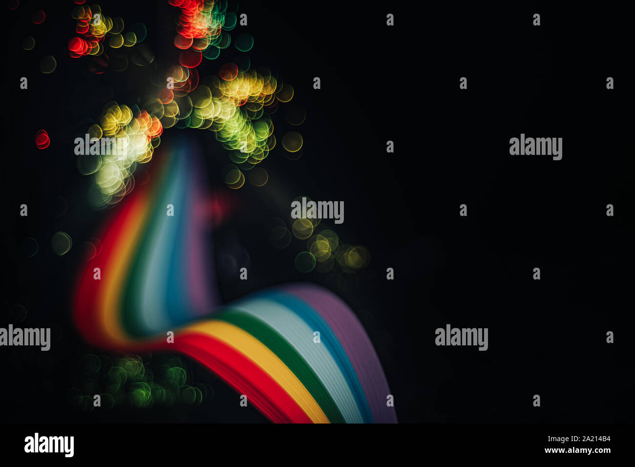 Beautiful abstract rainbow bridge and multi colored space background in ...