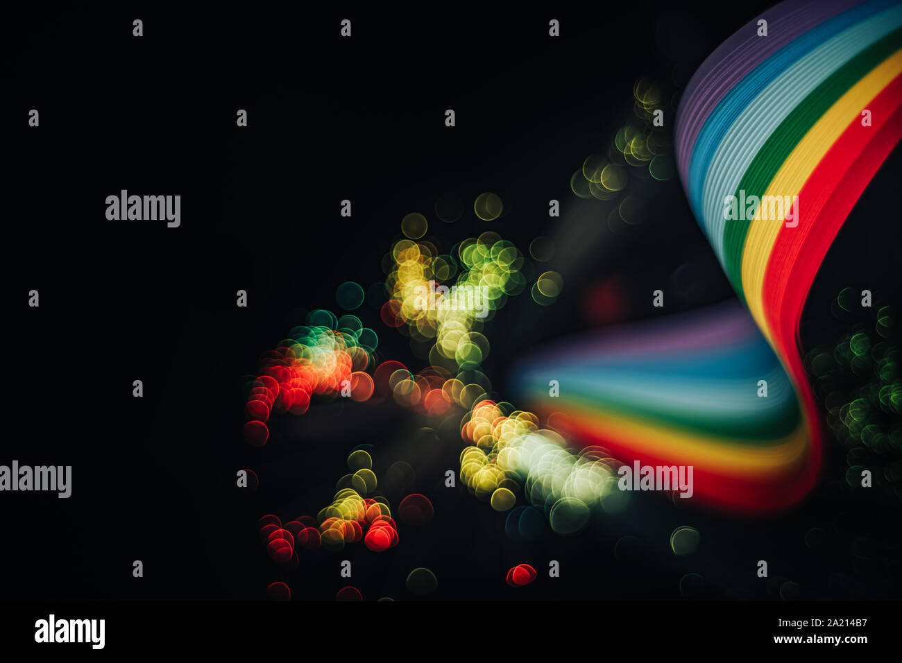 Beautiful abstract rainbow bridge and multi colored space background in ...