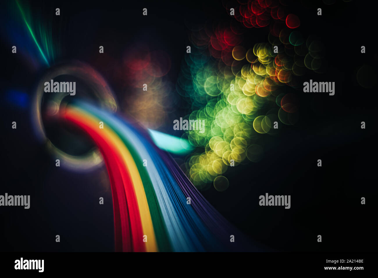 Beautiful abstract rainbow bridge and multi colored space background in ...