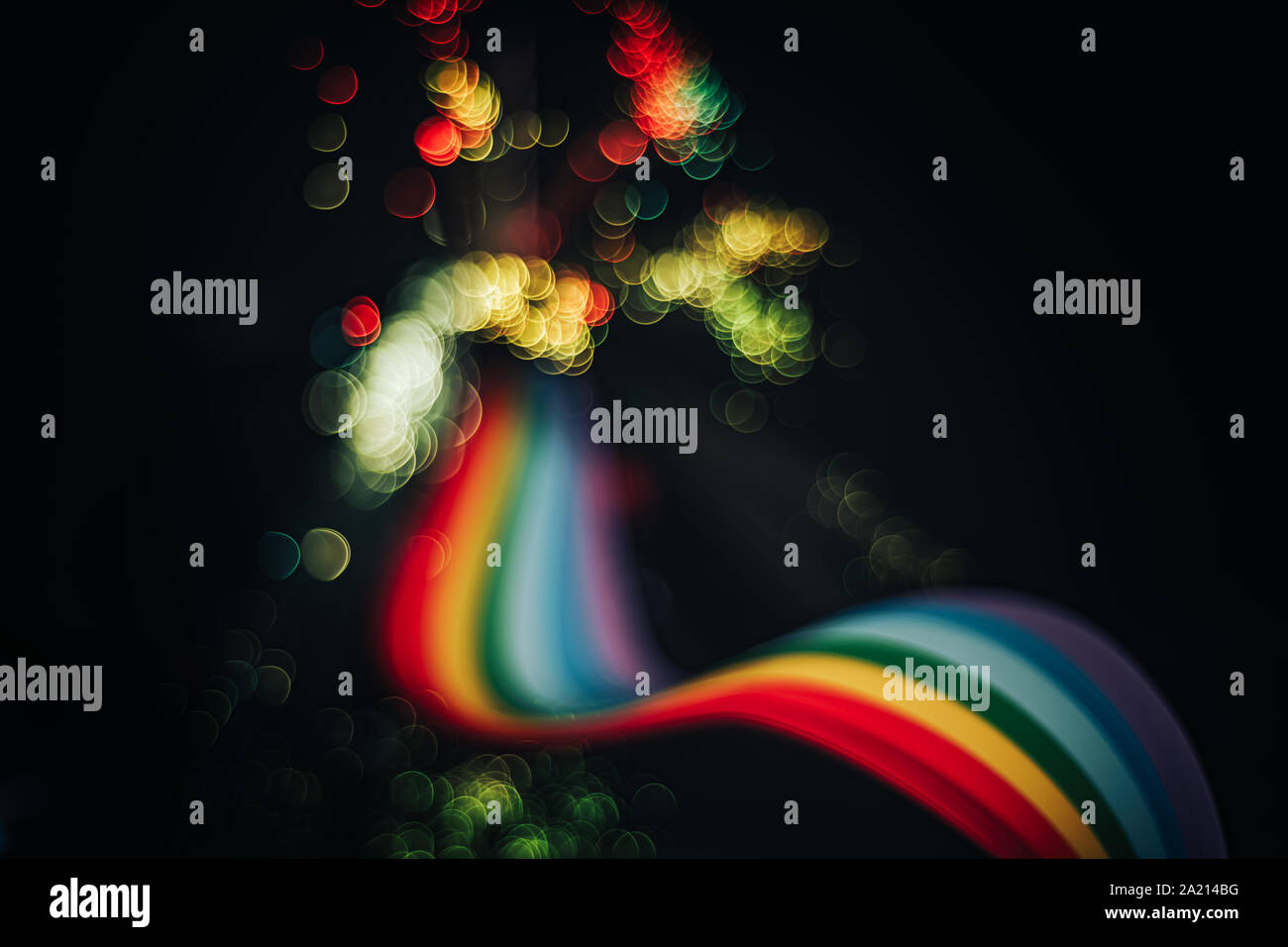 Beautiful abstract rainbow bridge and multi colored space background in ...