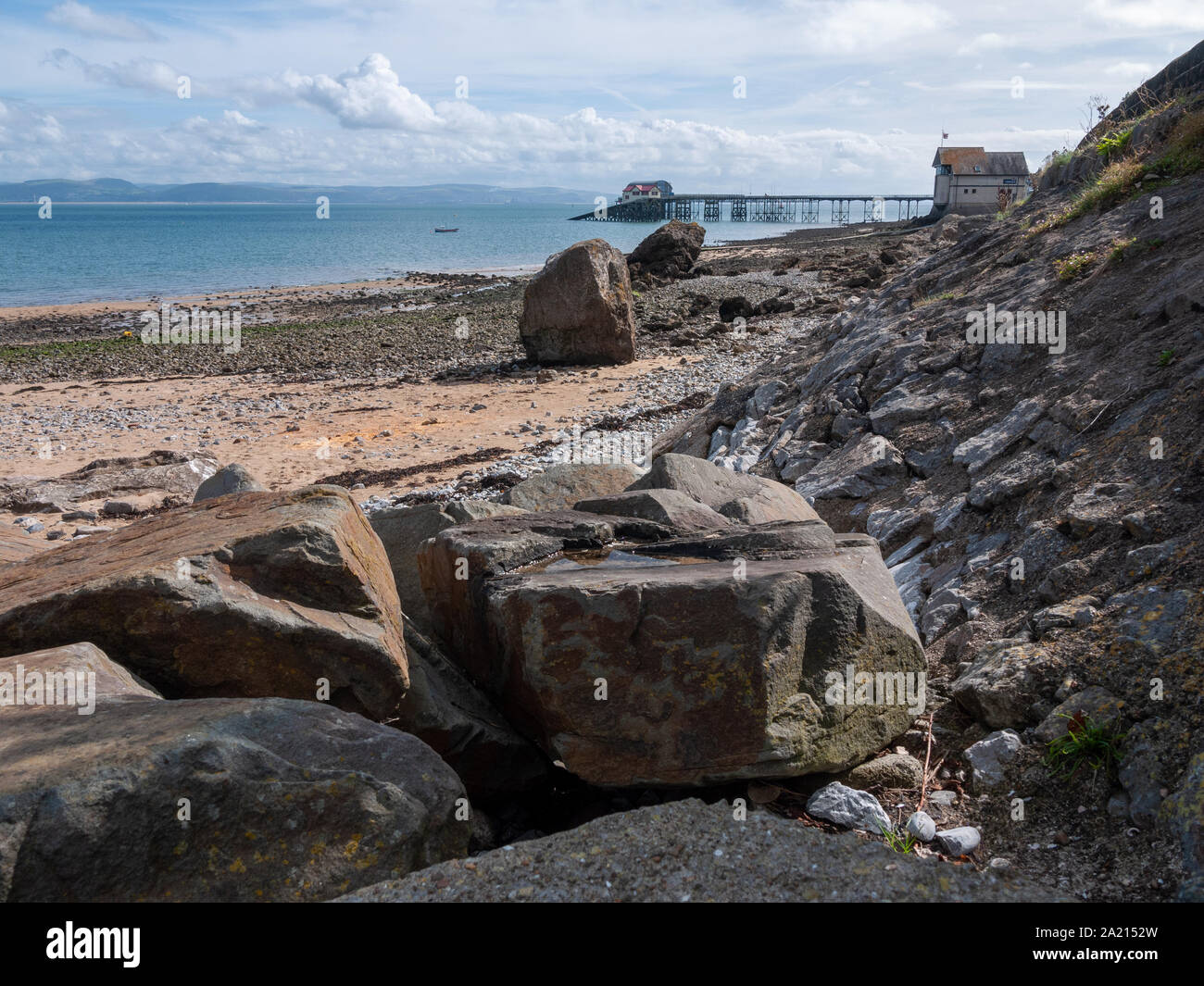 Mumbles Swansea Wales coast scene boats harbour pier holiday sun ...