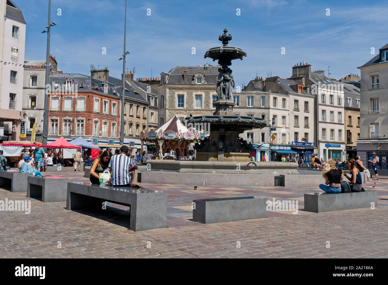 Mouchel fountain and market square in front of the opera house ...