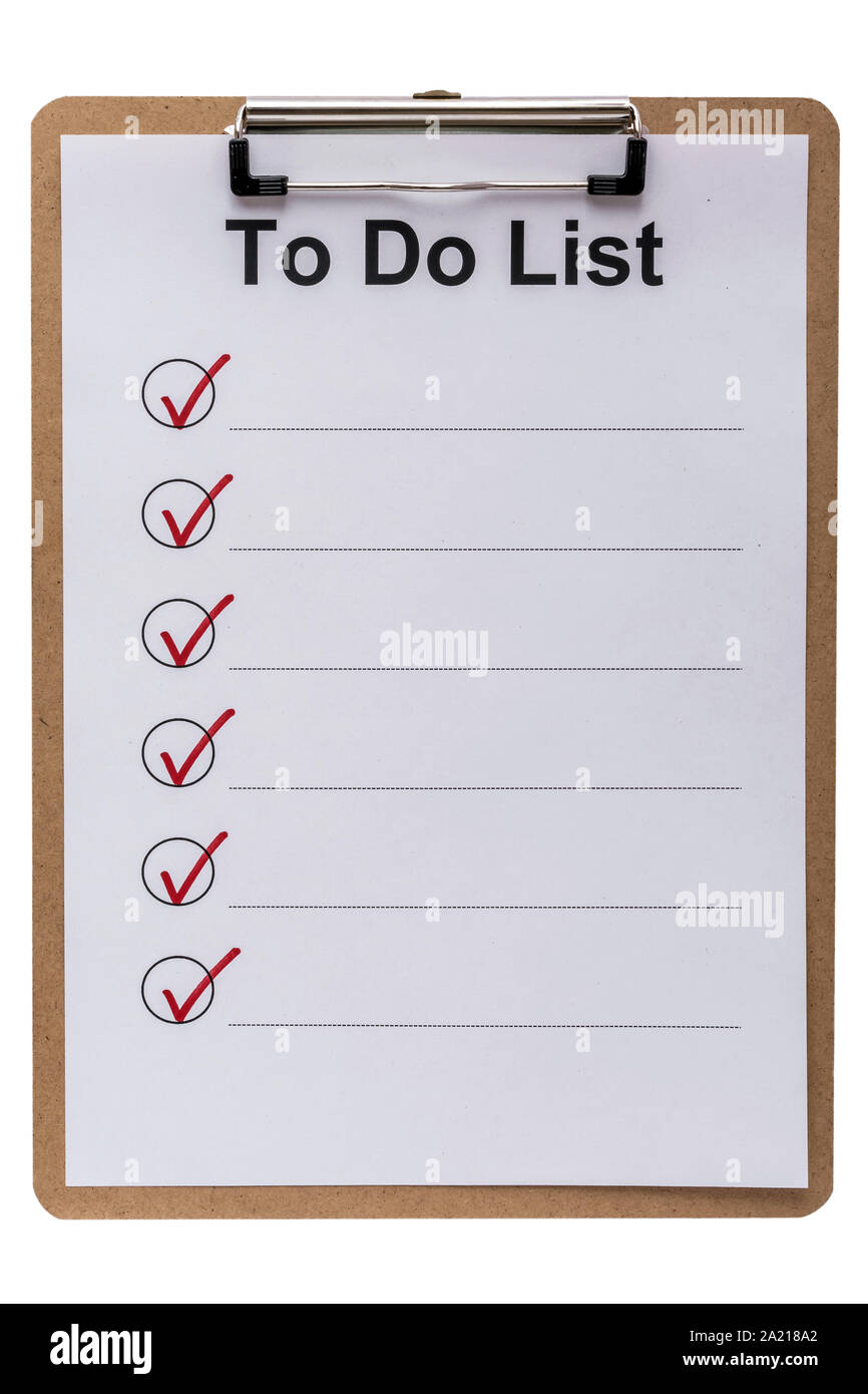 Todo plan with tasks Cut Out Stock Images & Pictures - Alamy