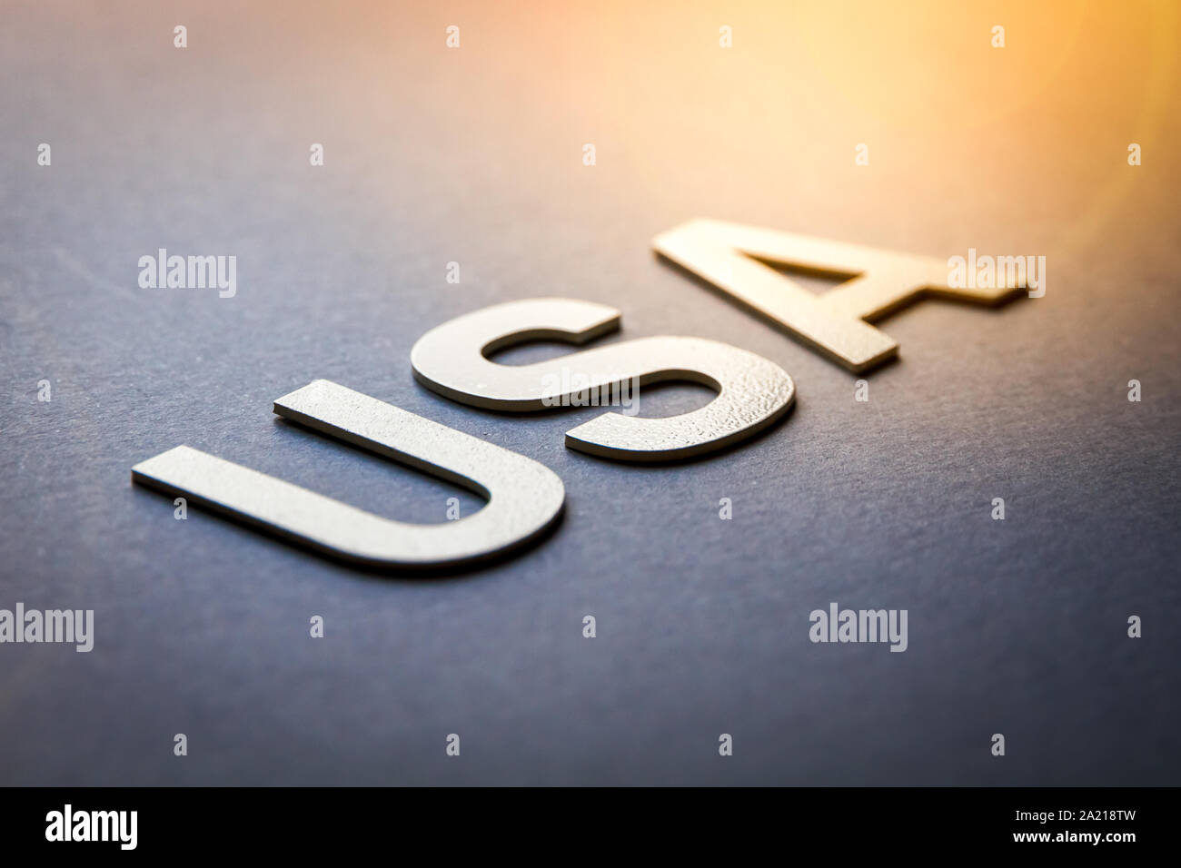 Word USA written with white solid letters on a board Stock Photo - Alamy