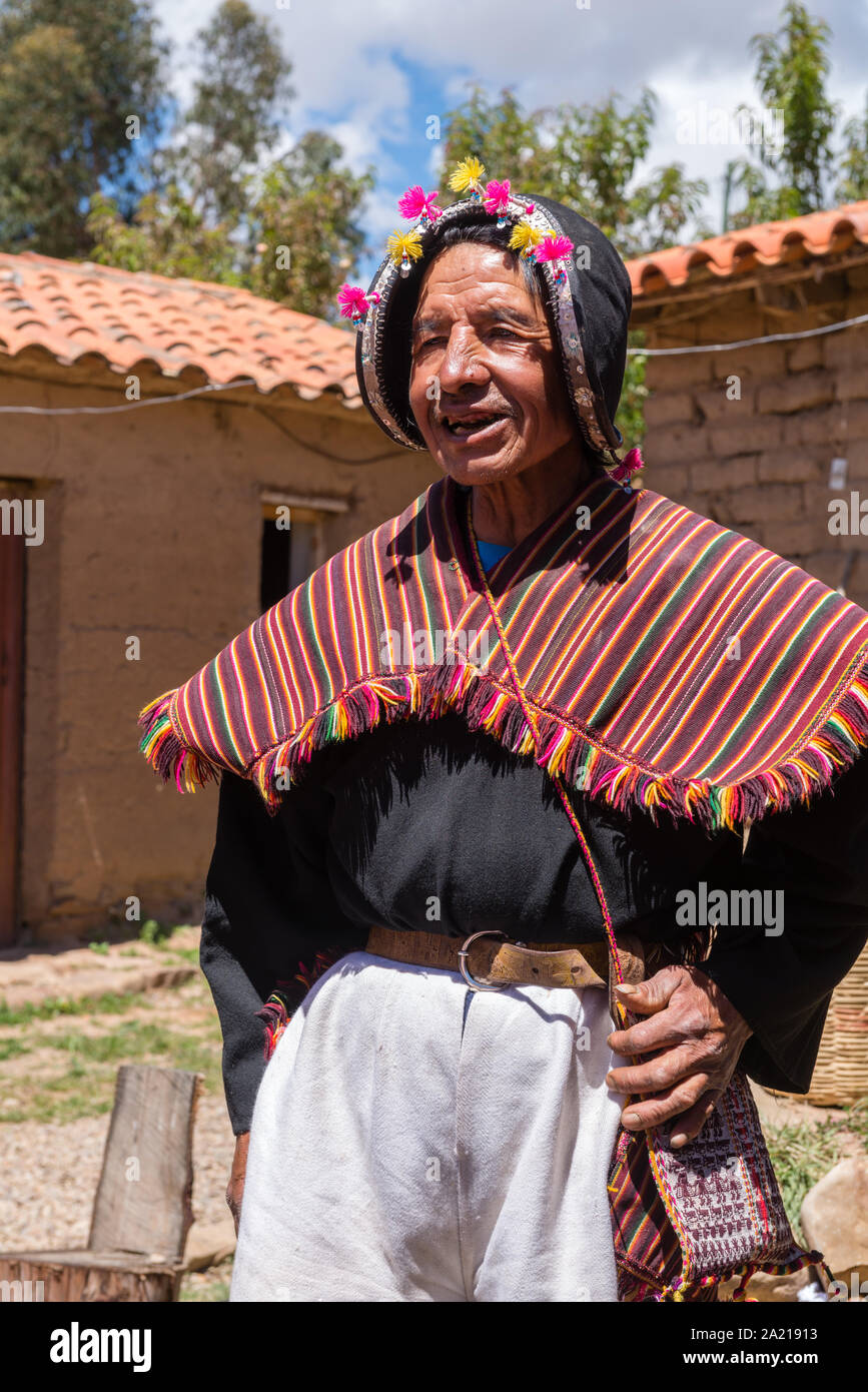 A touristic event in the indigenous village of Puka Puka near Tarabuco ...