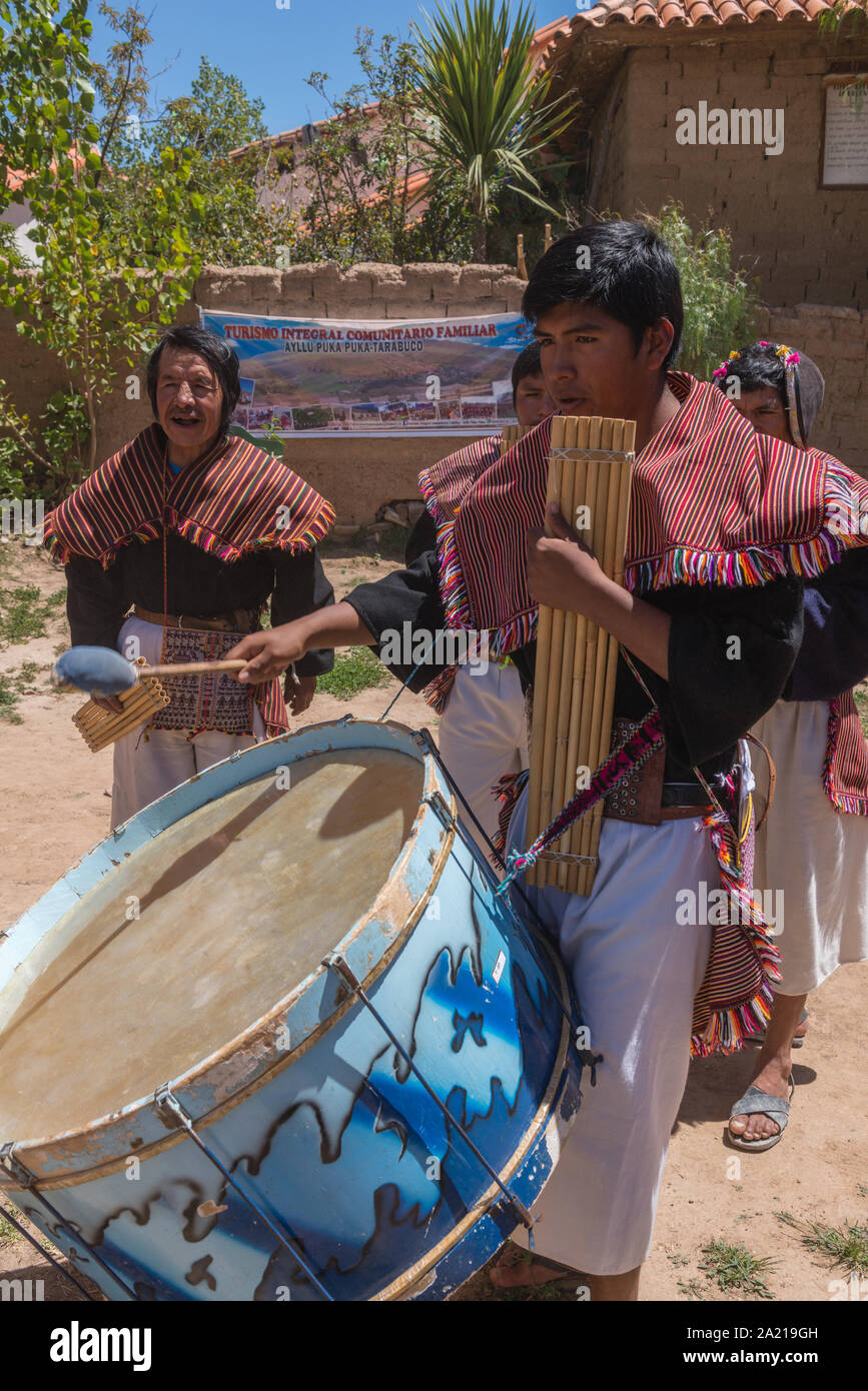 A touristic event in the indigenous village of Puka Puka near Tarabuco ...