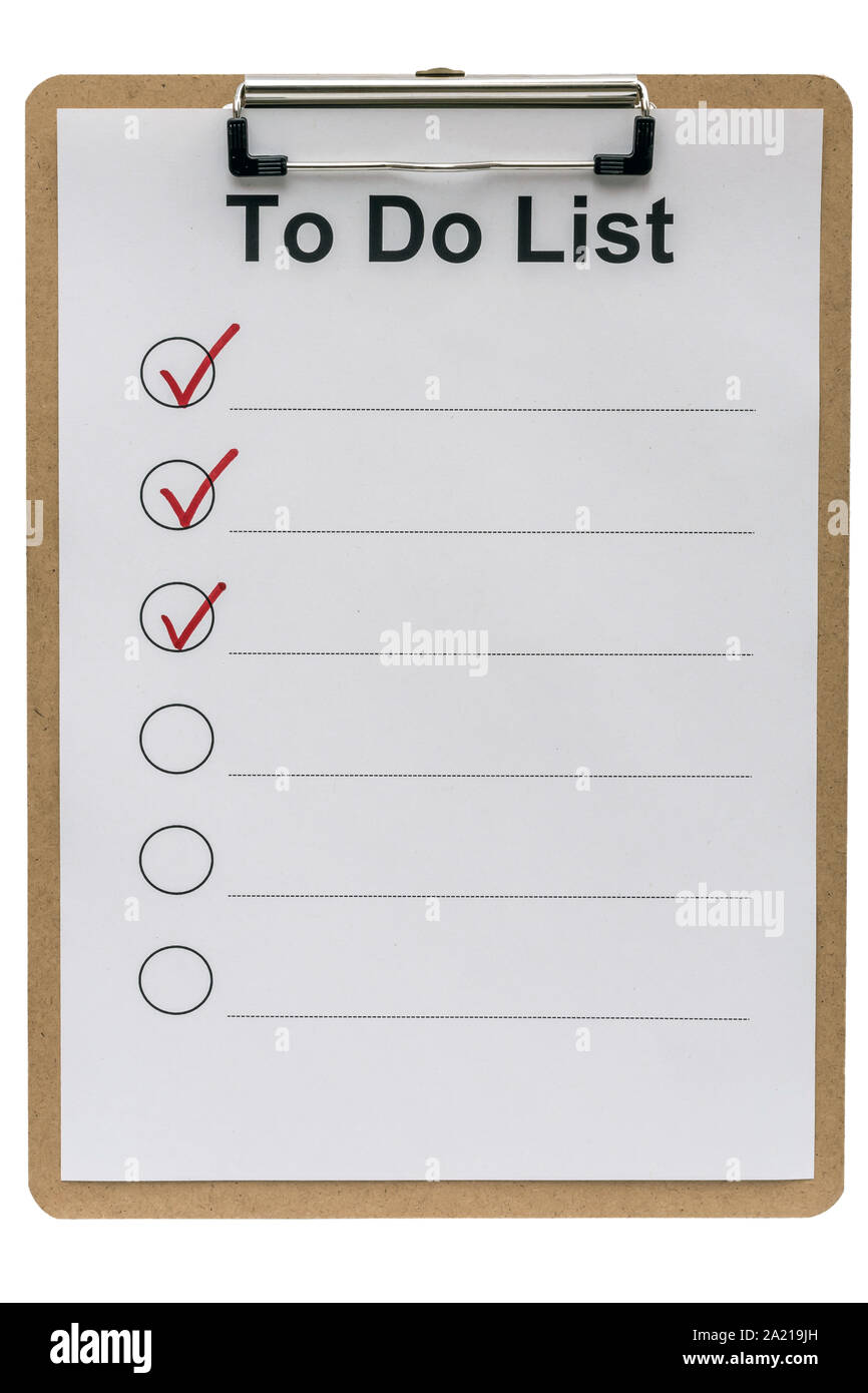 Blank tasks list hi-res stock photography and images - Alamy