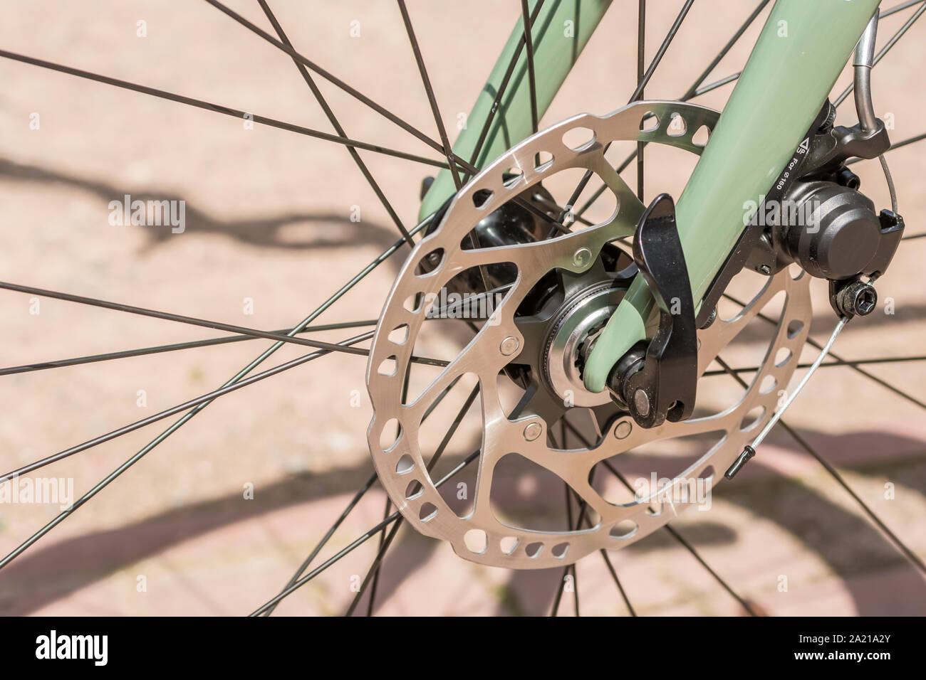 Modern disc brake on a road bike as an effective brake system Stock ...