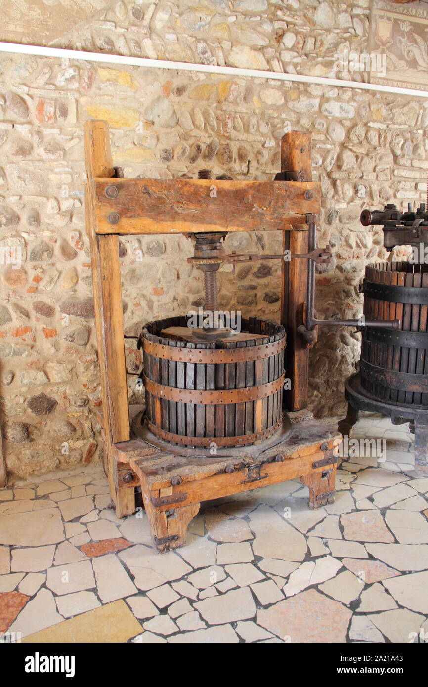 an old wooden wine press Stock Photo - Alamy
