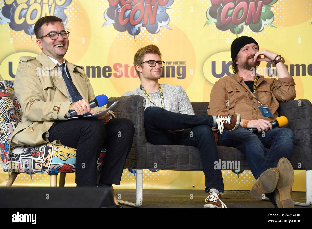 Berlin, Deutschland. 28th Sep, 2019. Fabian Hollwitz, Christian Zeiger and Ralf David at the 4th ...