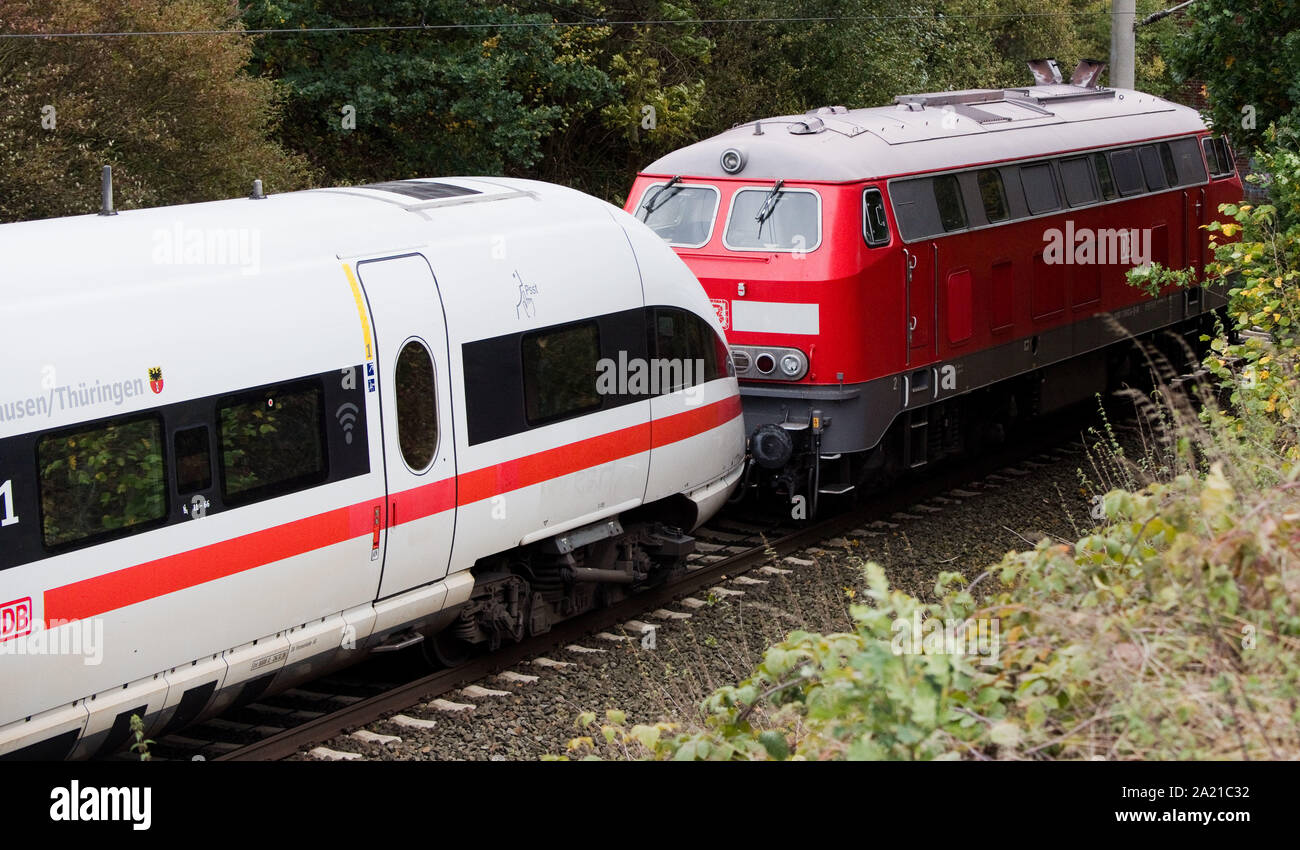 Wolfsburg, Germany. 30th Sep, 2019. A Deutsche Bahn diesel locomotive ...