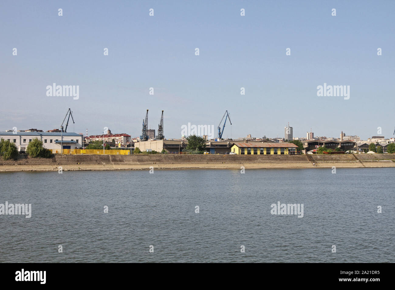 Cranes at the Port of Belgrade, Danube River, Belgrade, Serbia Stock ...