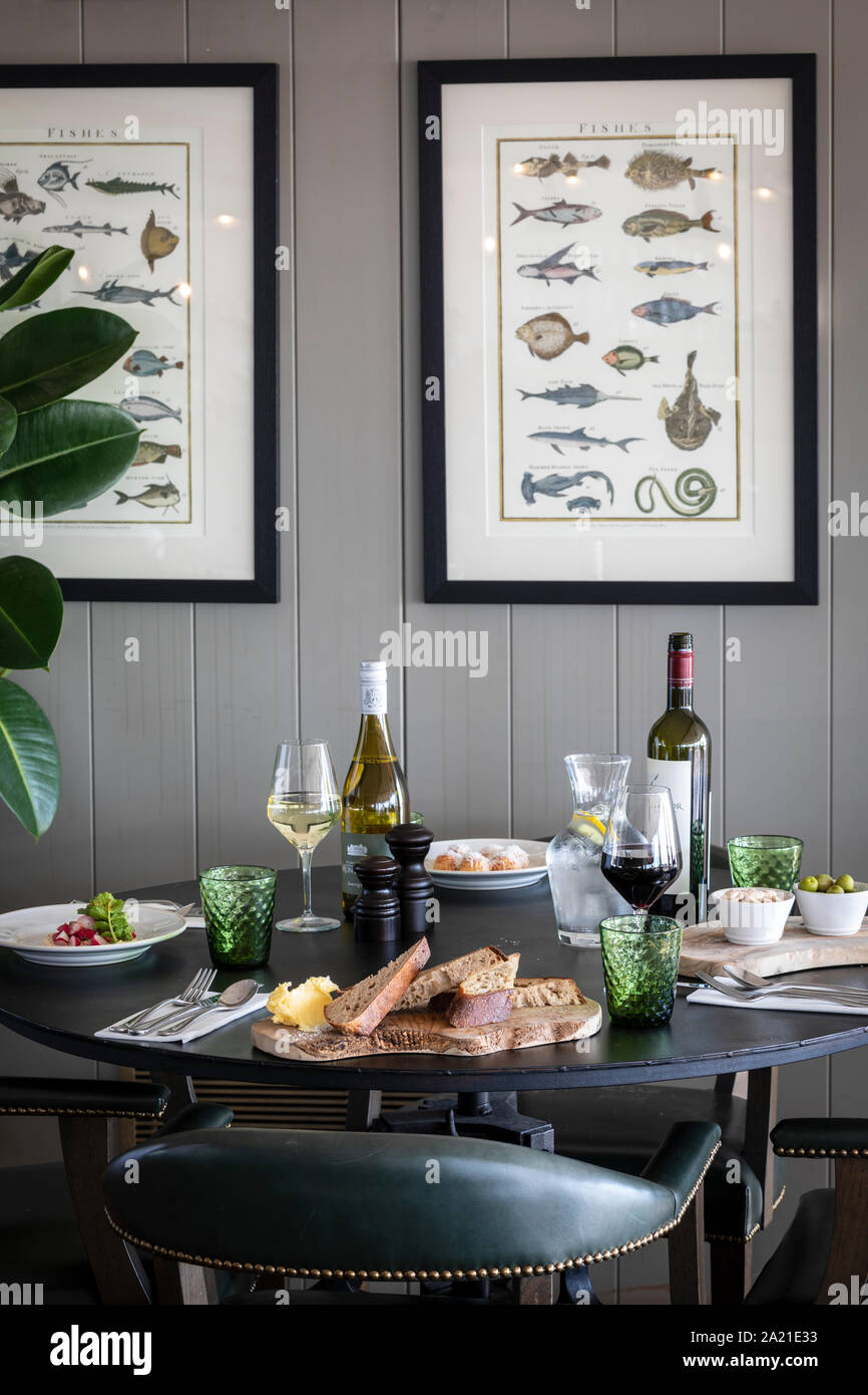Restaurant table set for lunch Stock Photo - Alamy