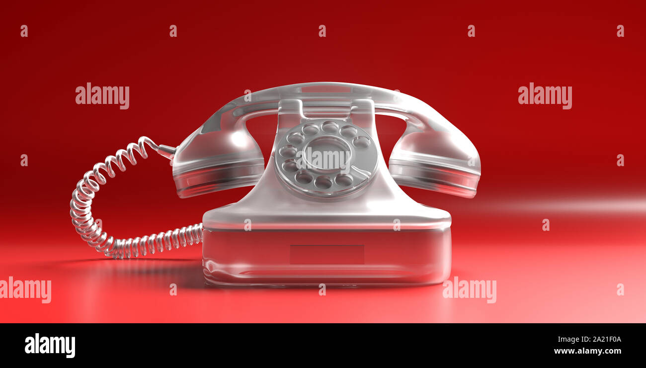 Phone old retro, old fashioned telephone glass texture against red ...