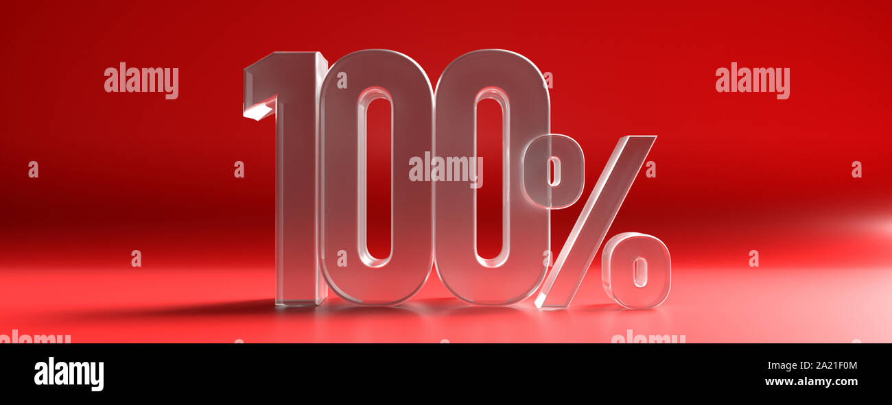 100% text. one hundred percent glass texture against red color curved ...