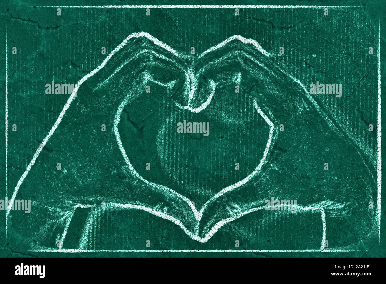 Chalkboard painting of a female human hand showing different gestures ...