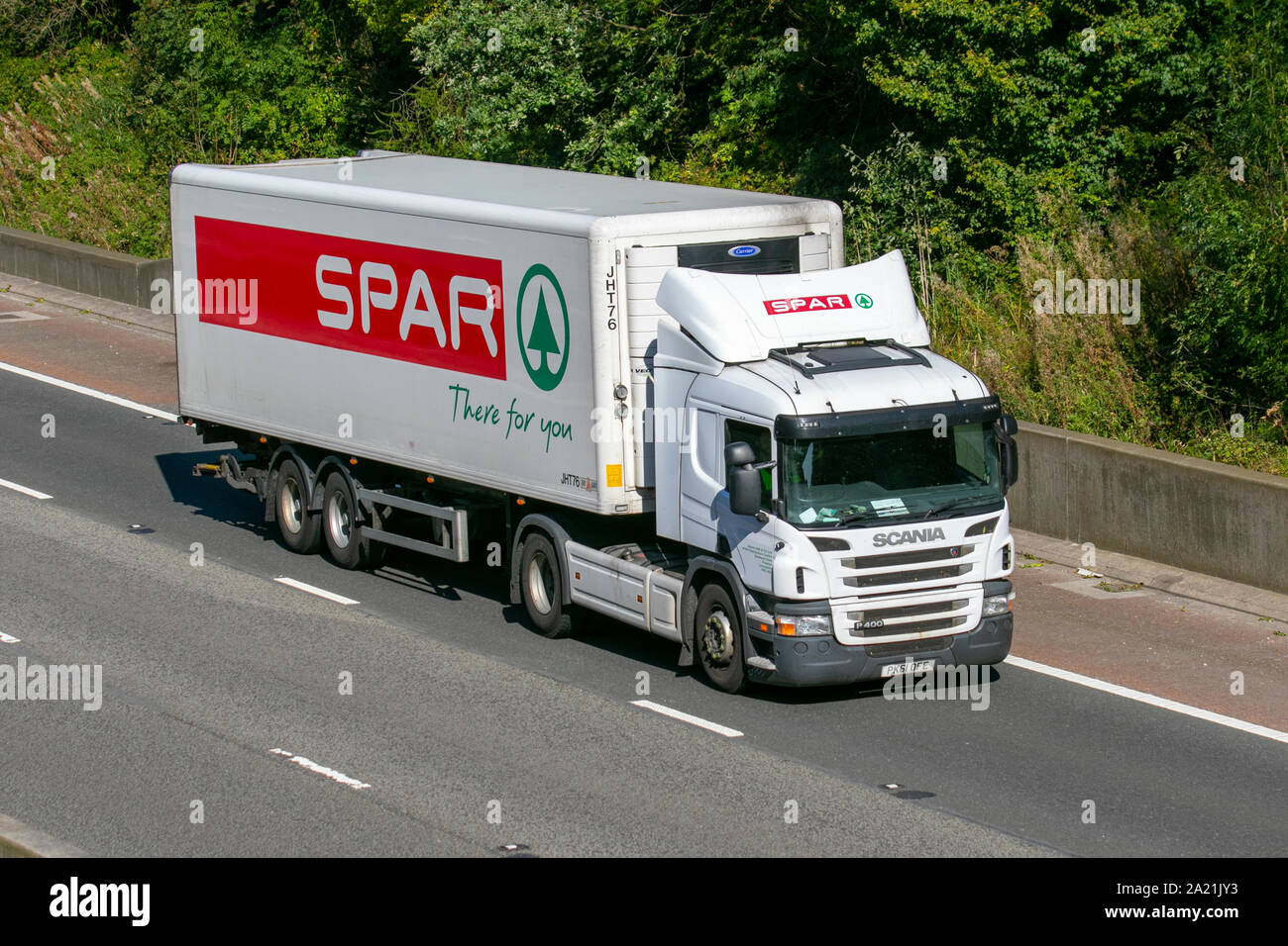 Spar supermarket delivery vehicles; Commercial vehicles on the M6 at ...