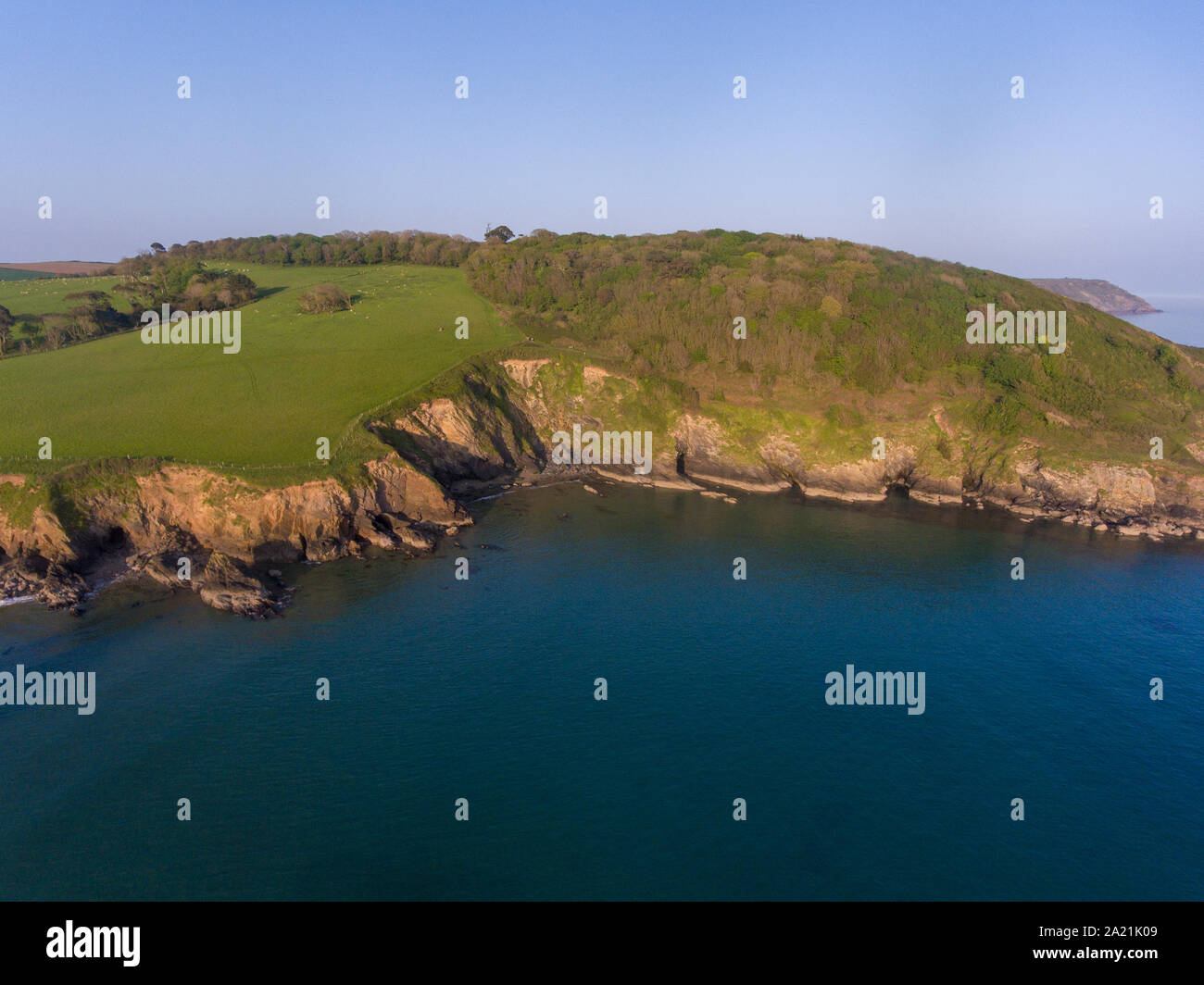 Aerial View of cliffs on south cornwall coast Stock Photo - Alamy