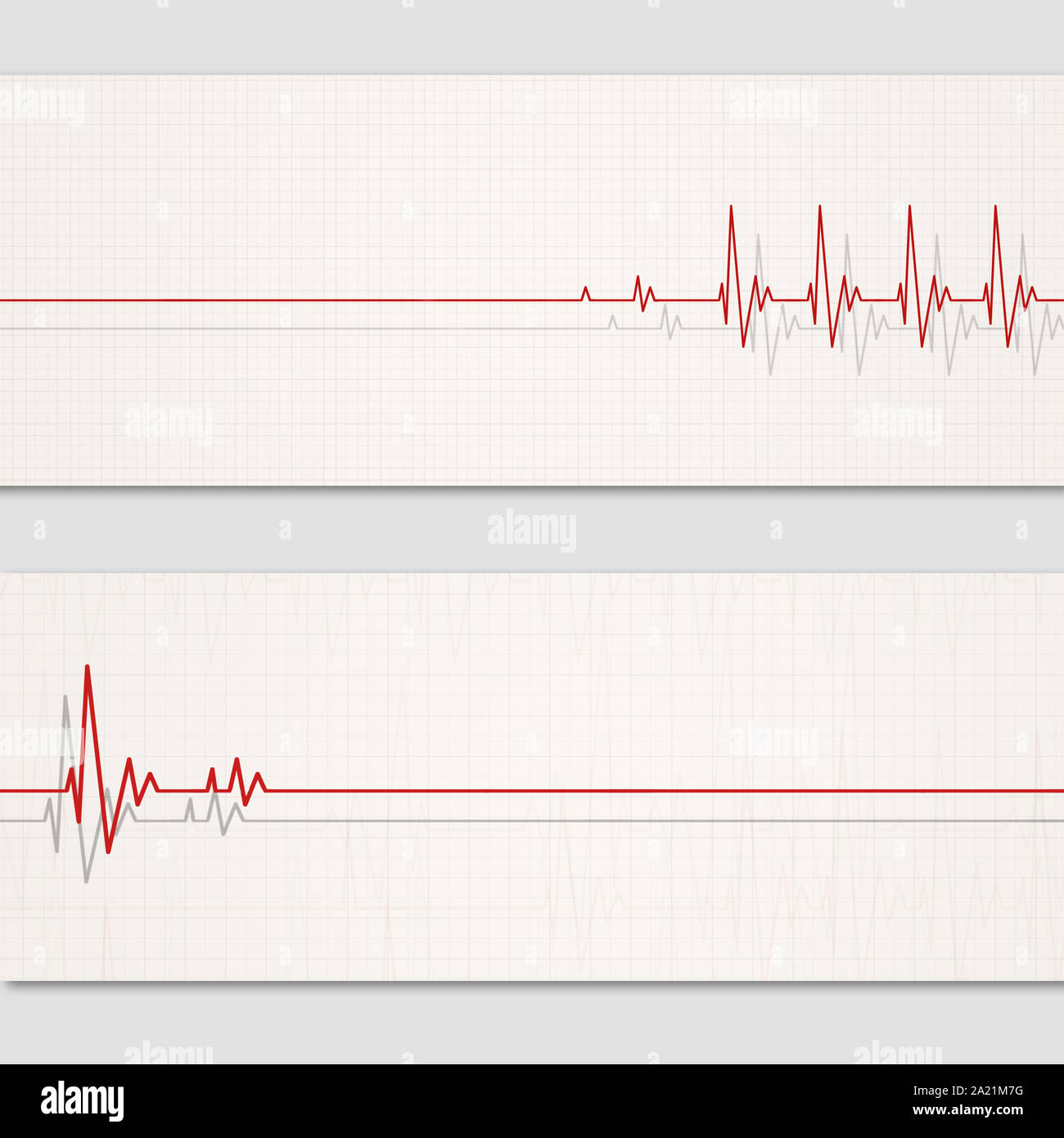 life and death on ecg cardiology medical science banners Stock Photo ...