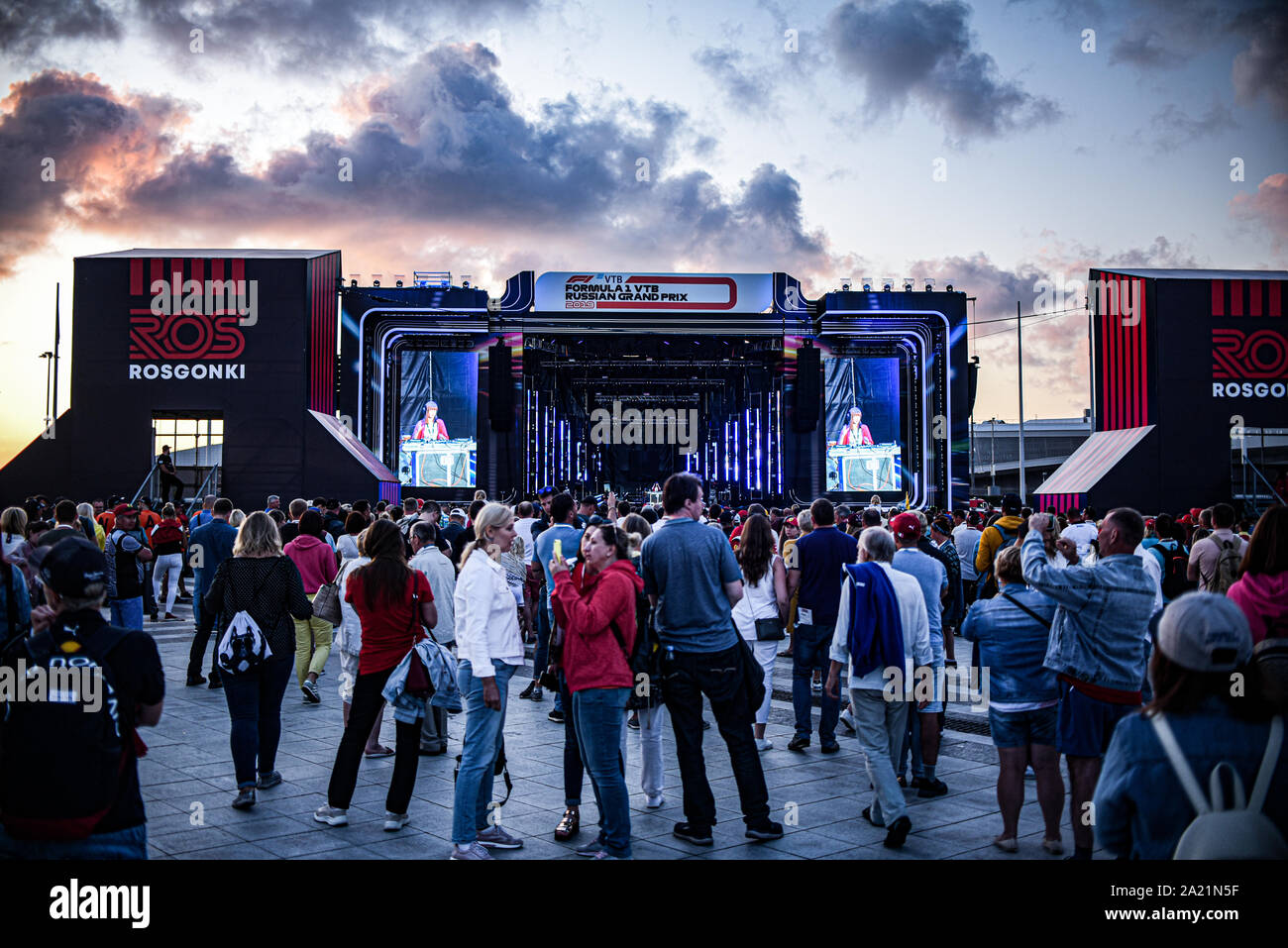 Sochi Russia 29 September 2019 medal square at sunset people at the ...