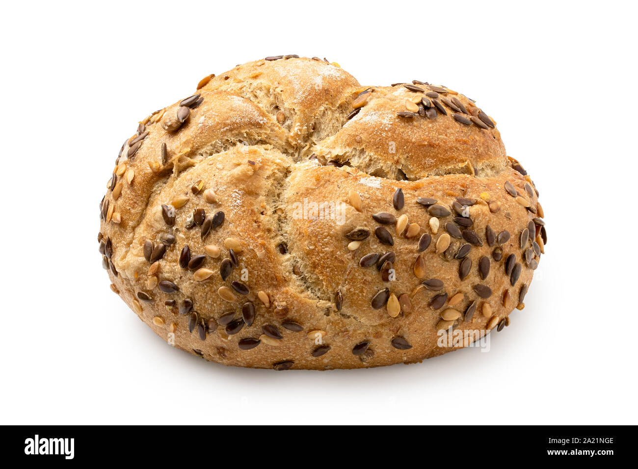 Traditional whole wheat kaiser roll with linseeds and sesame seeds ...
