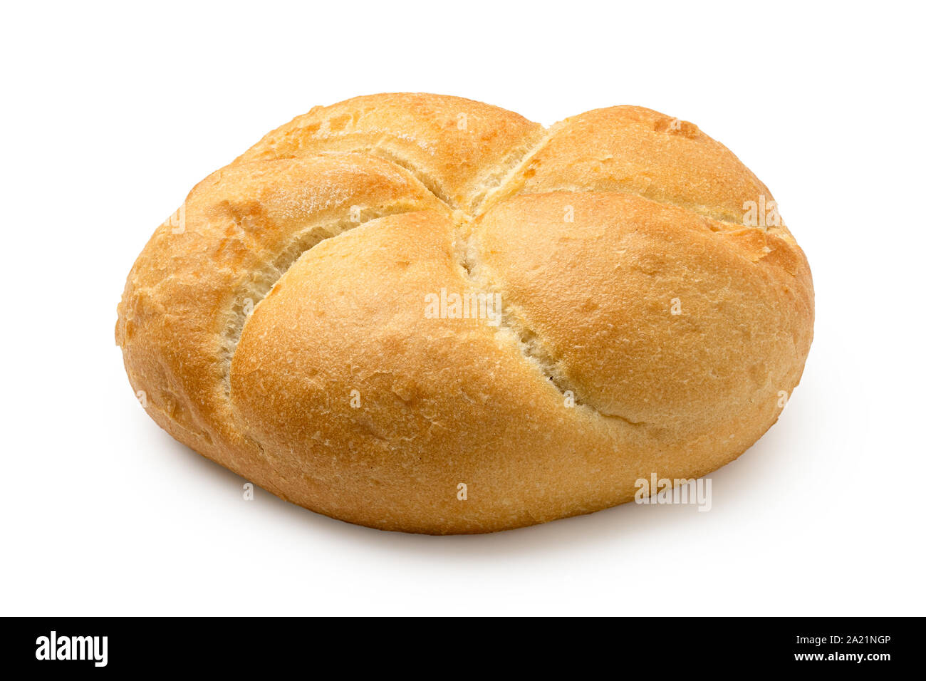 Traditional plain kaiser roll isolated on white Stock Photo - Alamy