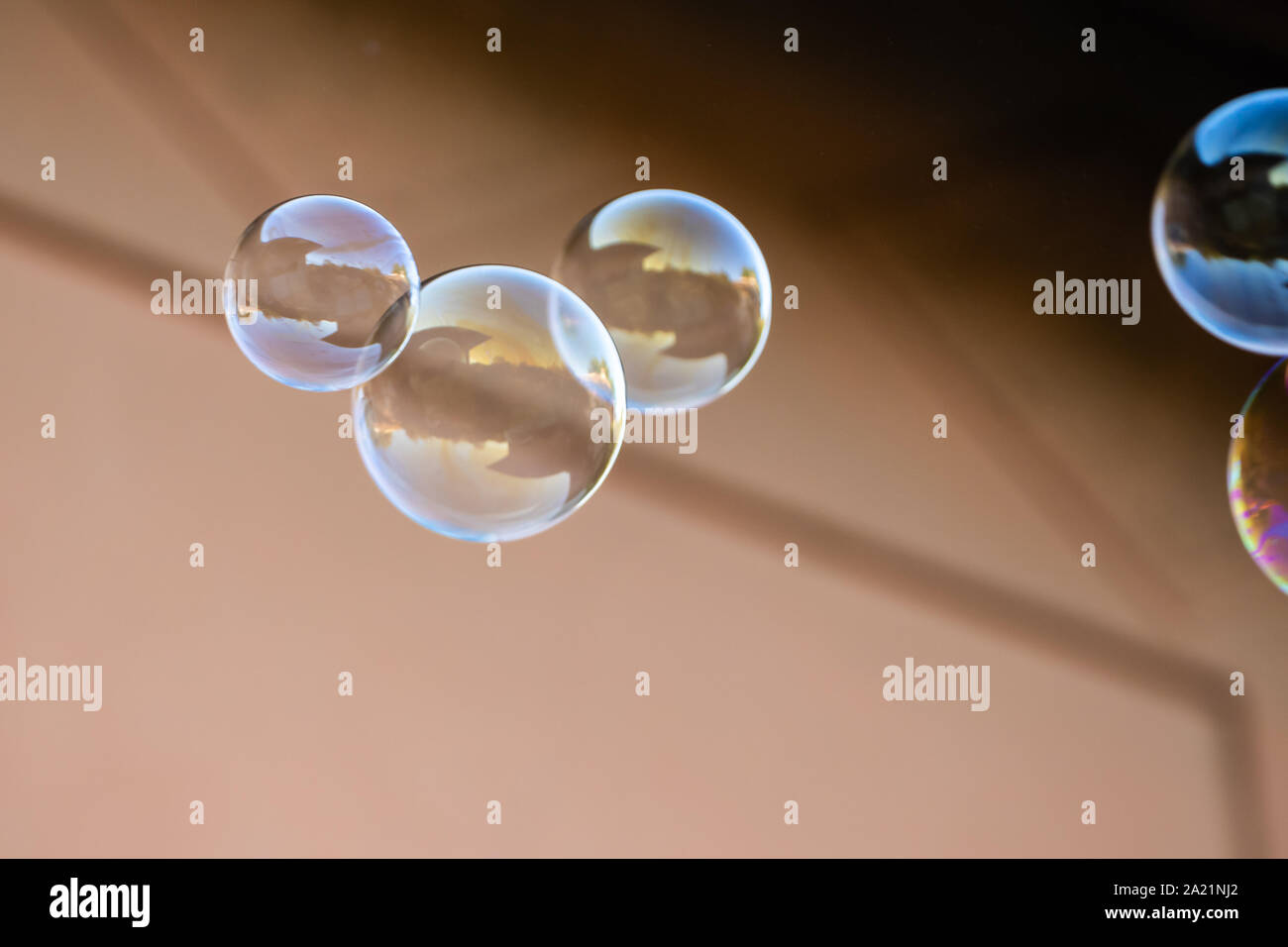 Soap balloons floating in the air Stock Photo - Alamy