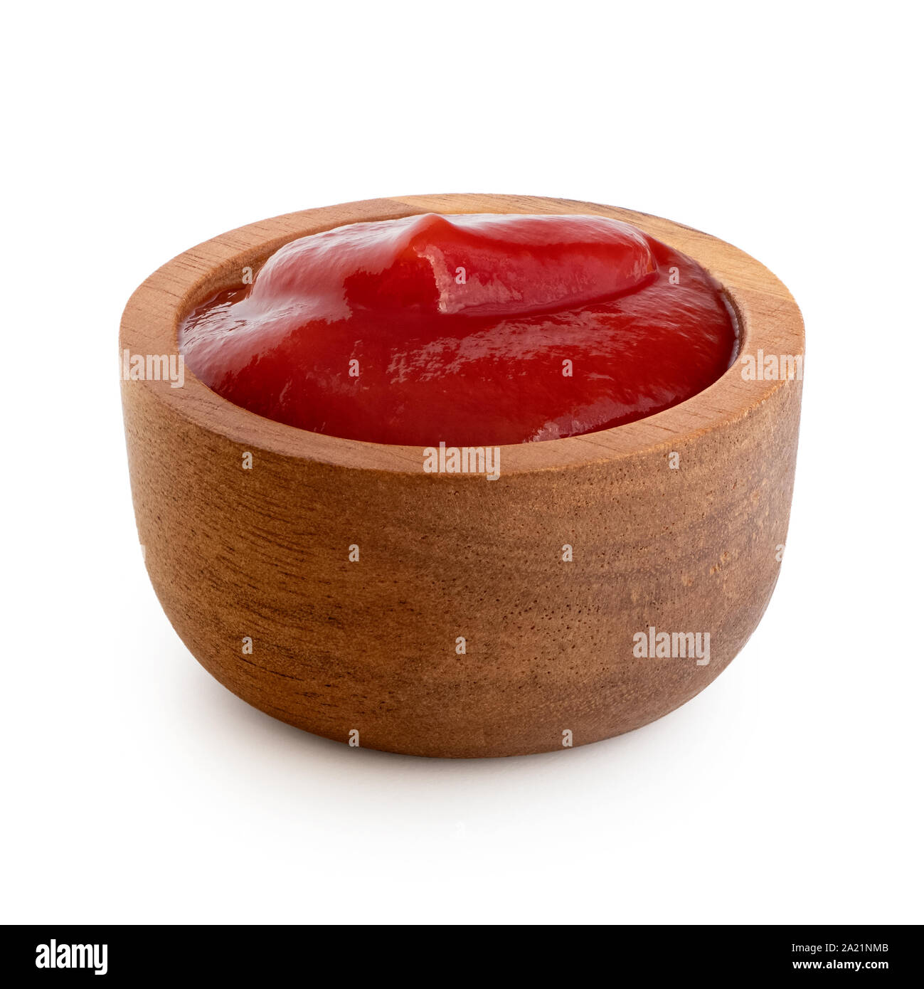 Tomato ketchup in small wooden dish isolated on white Stock Photo - Alamy