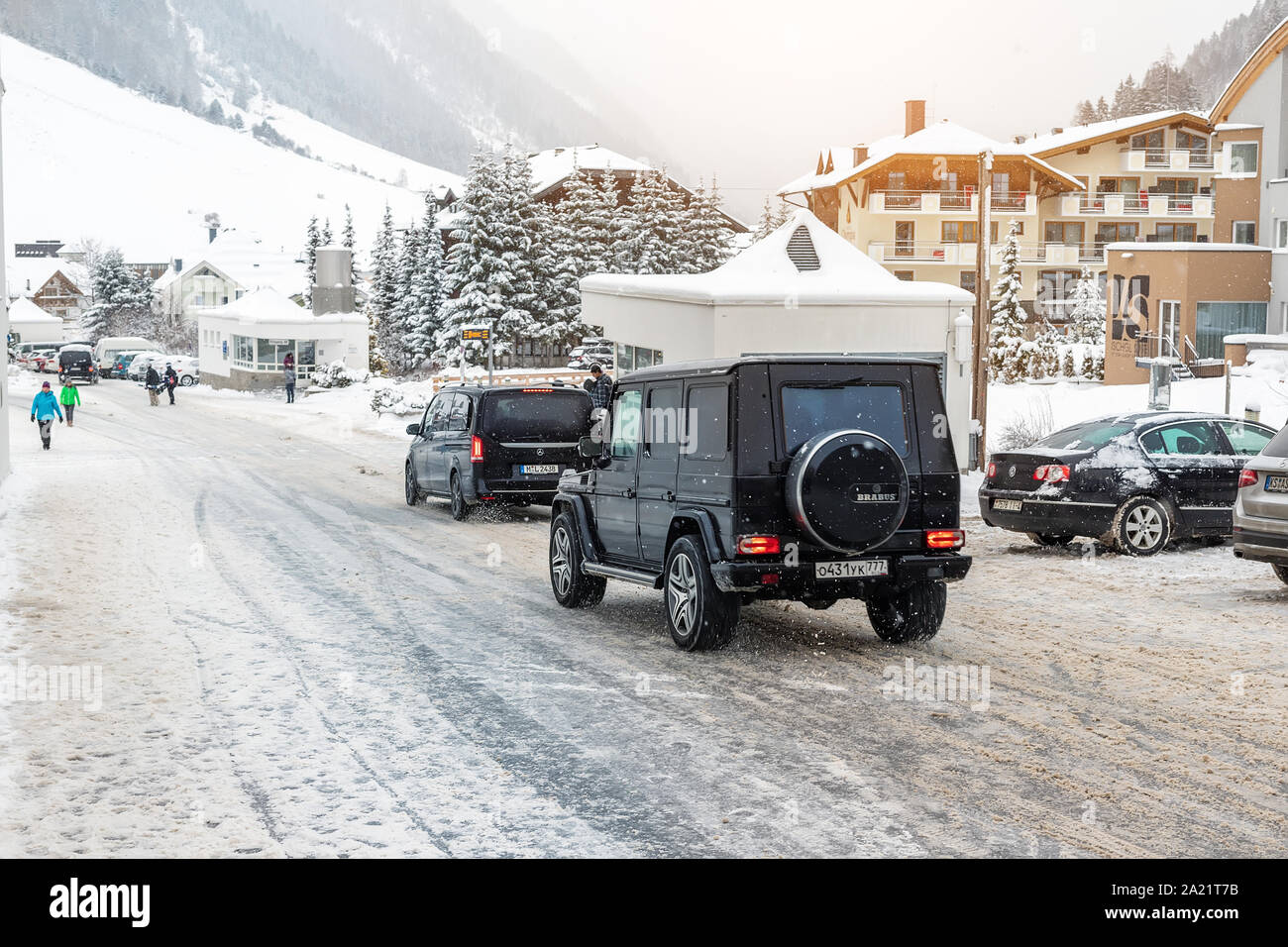 Ischgl, Austria - January 06th, 2018: Black Mercedes-Benz G-class SUV ...