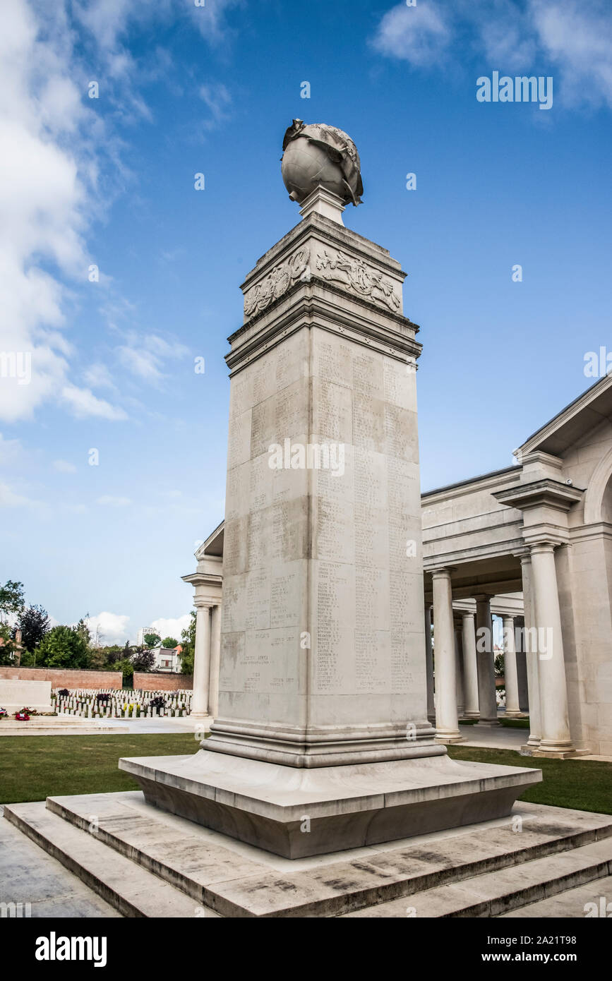 The CWGC memorial and cemetery at Arras on the Somme battlefield of ...