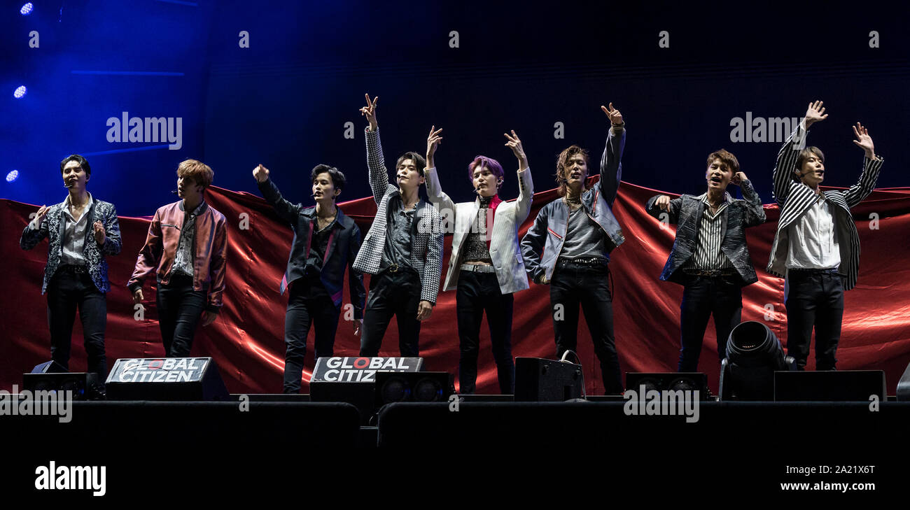 K-Pop band NCT 127 performs on stage during 2019 Global Citizen ...
