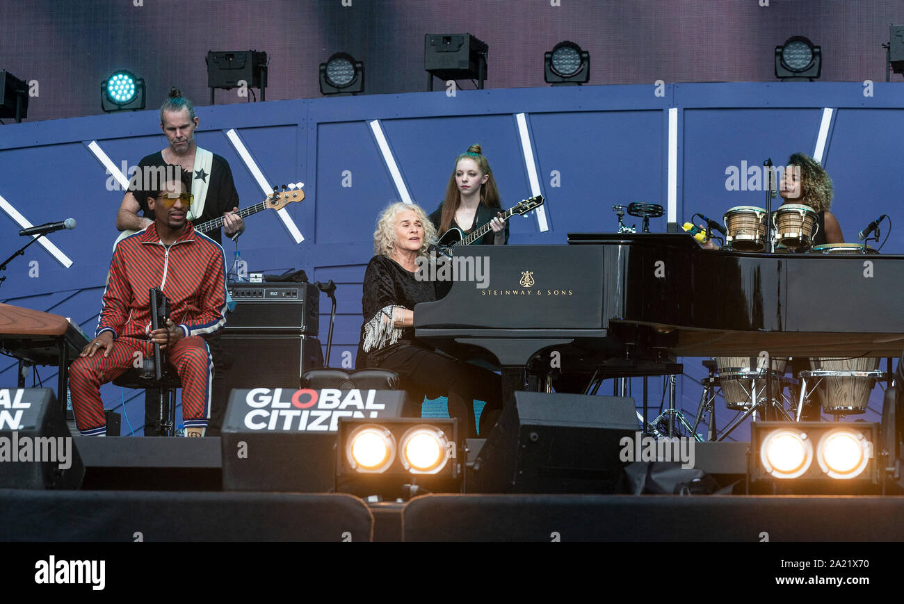 Carole King performs on stage during 2019 Global Citizen Festival at ...